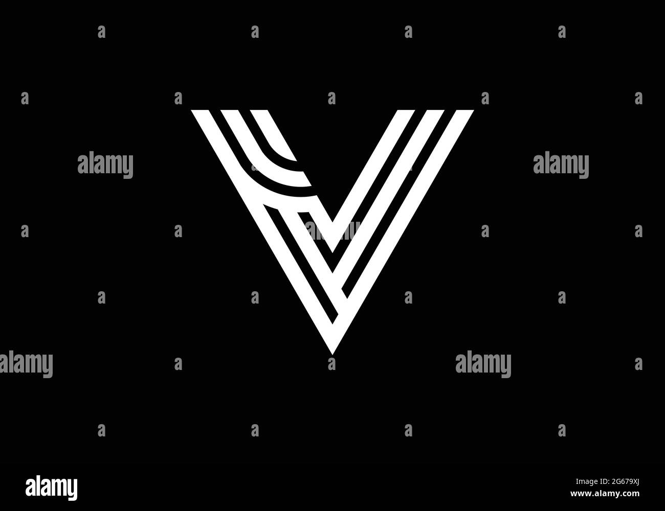 White Capital Lines Letter V. Creative Line Letters Design, Graphic ...