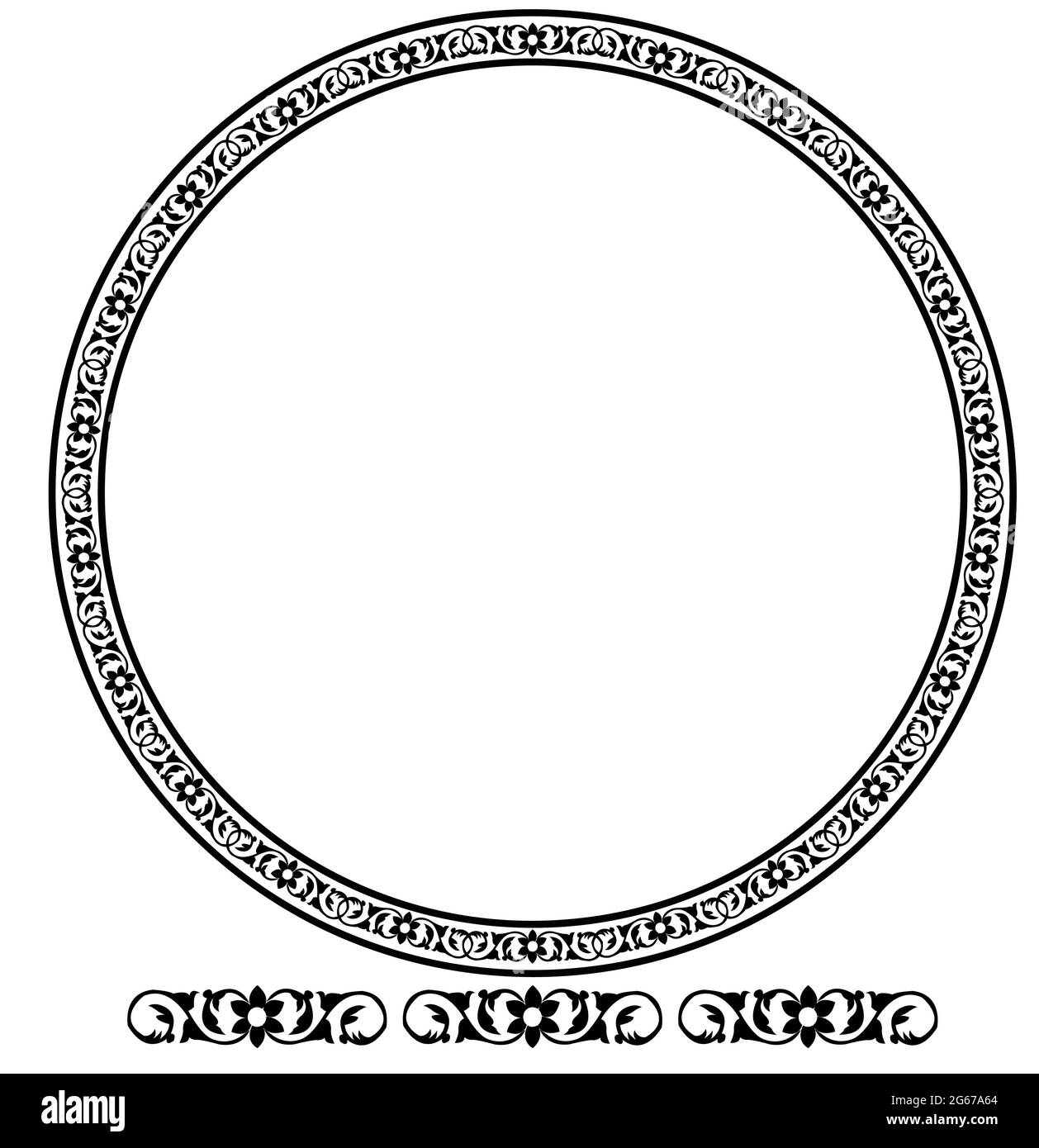 Floral round frame design concept isolated on white background - vector ...