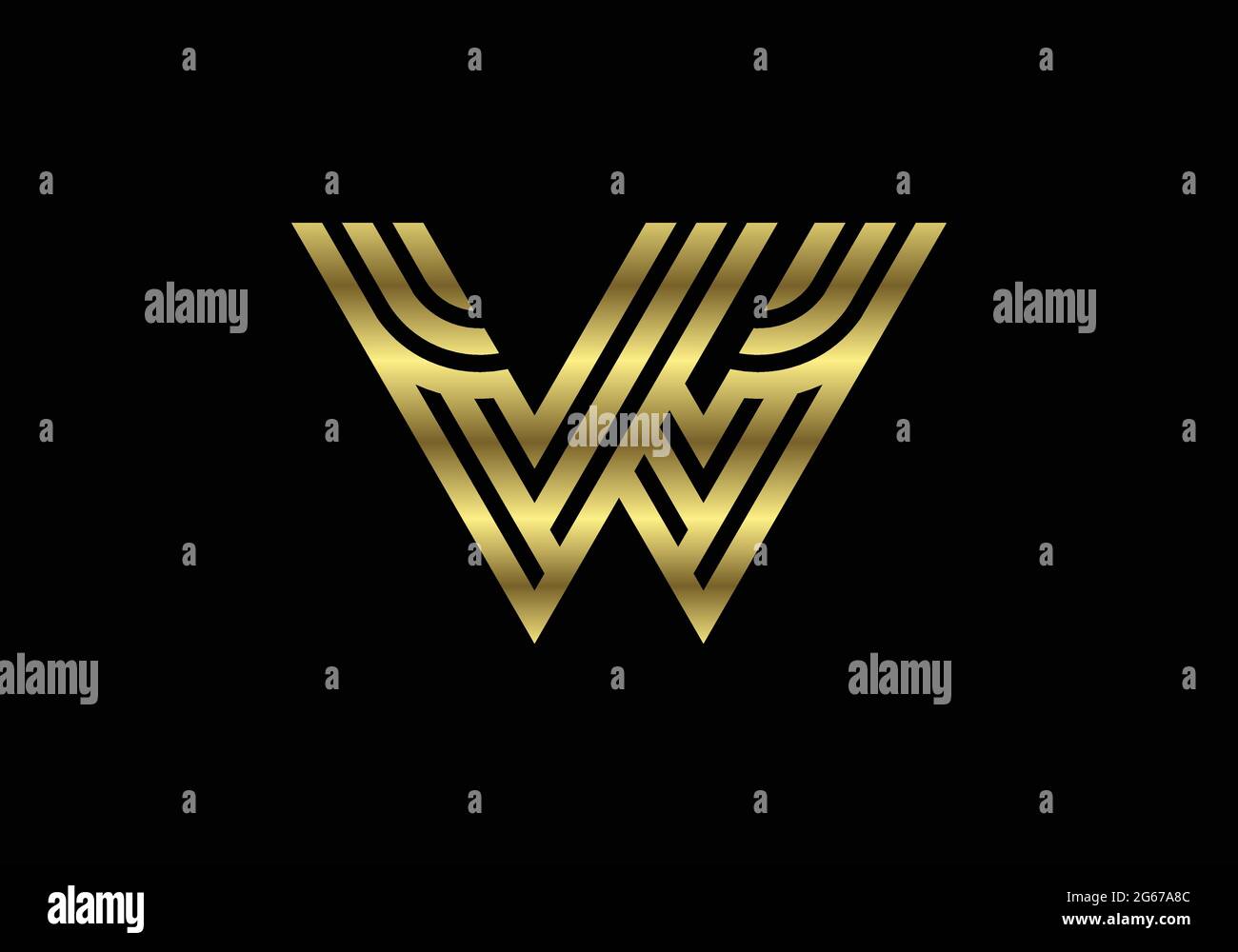 Golden Capital Lines Letter W. Creative Line Letters Design, Graphic ...