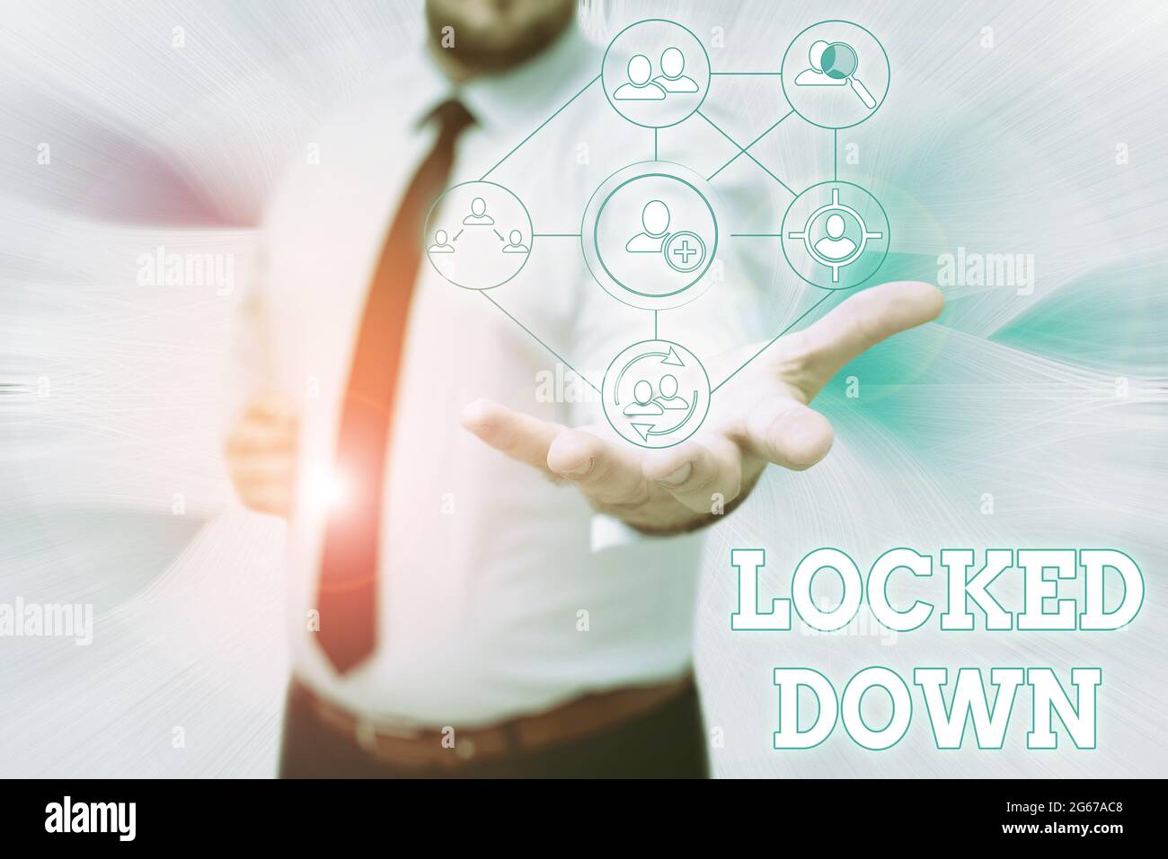 Hand writing sign Locked Down. Business showcase emergency measure ...