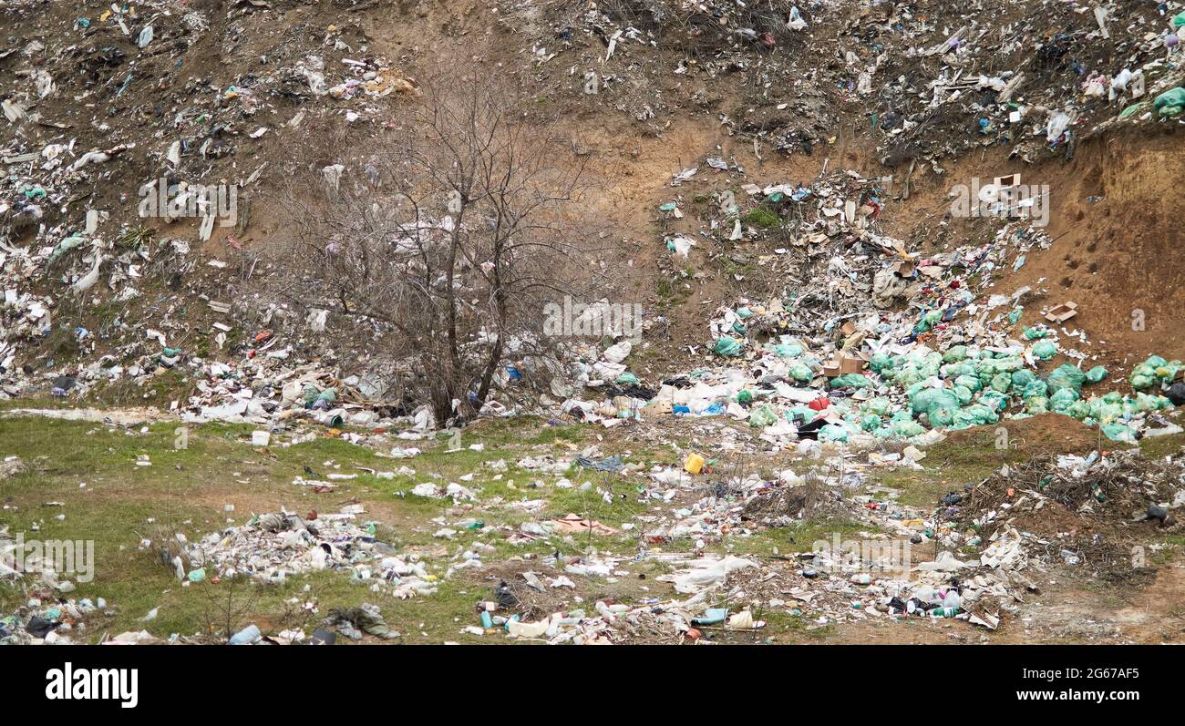 Mountain plastic waste, pollution concept Stock Photo - Alamy