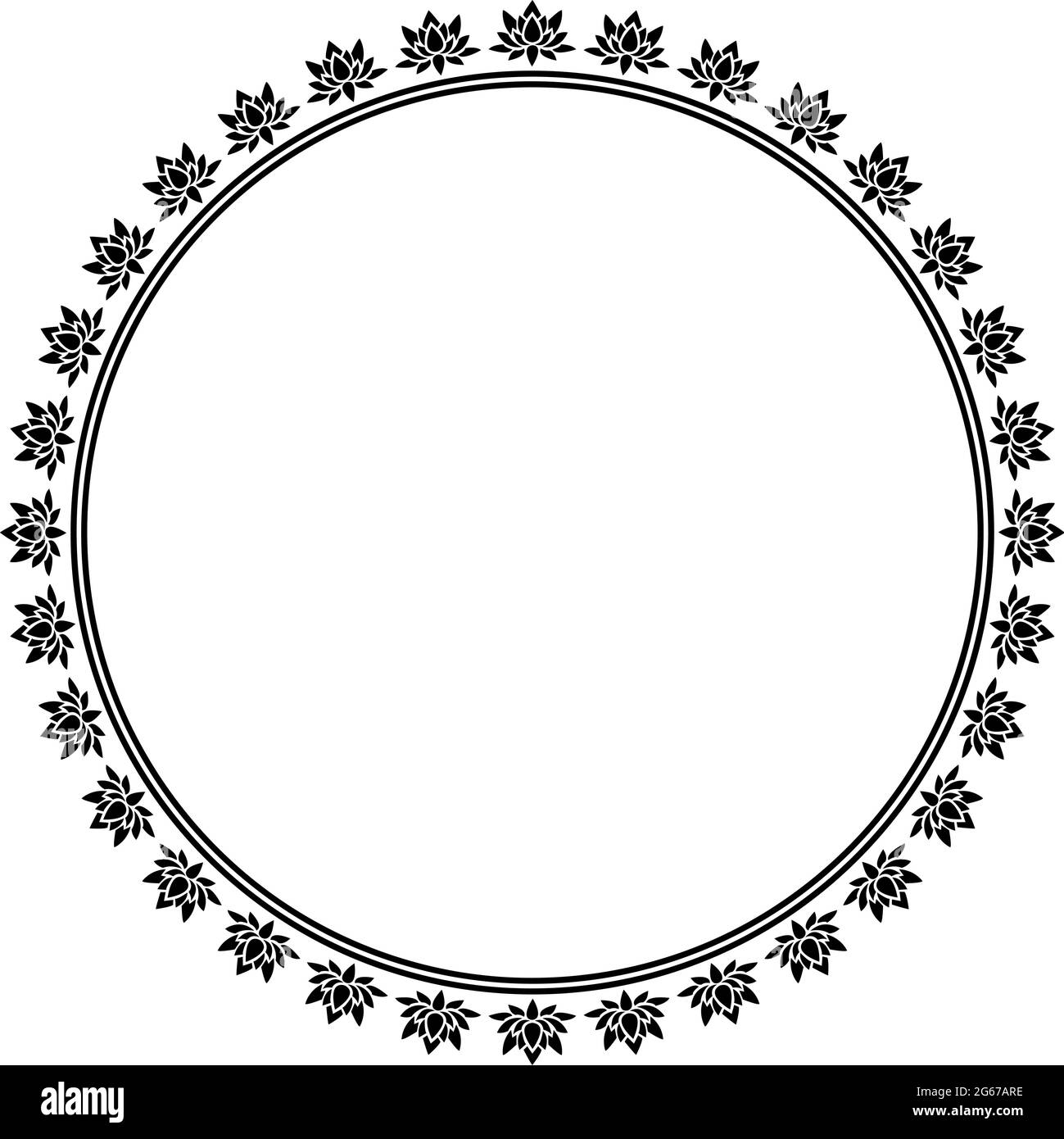 Floral round frame design concept isolated on white background - vector ...