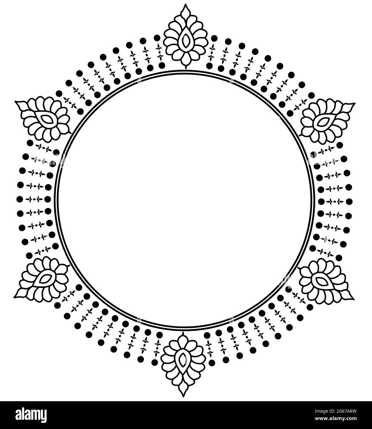 Floral round frame design concept isolated on white background - vector ...