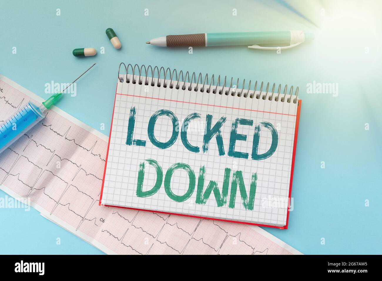 Handwriting text Locked Down. Business idea emergency measure which ...