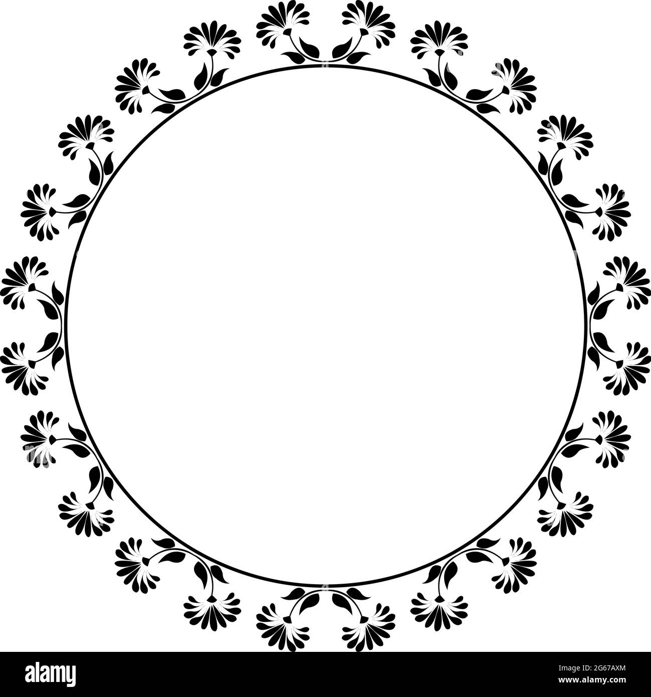 Floral round frame design concept isolated on white background - vector ...