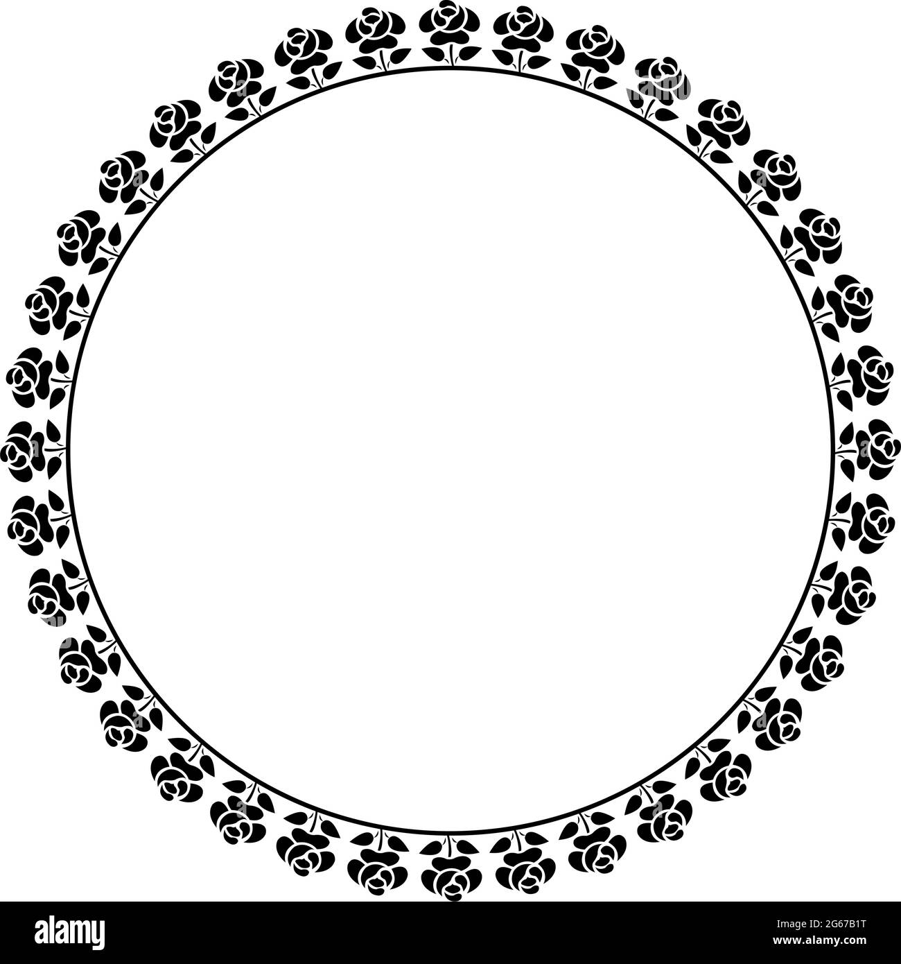 Floral round frame design concept isolated on white background - vector ...