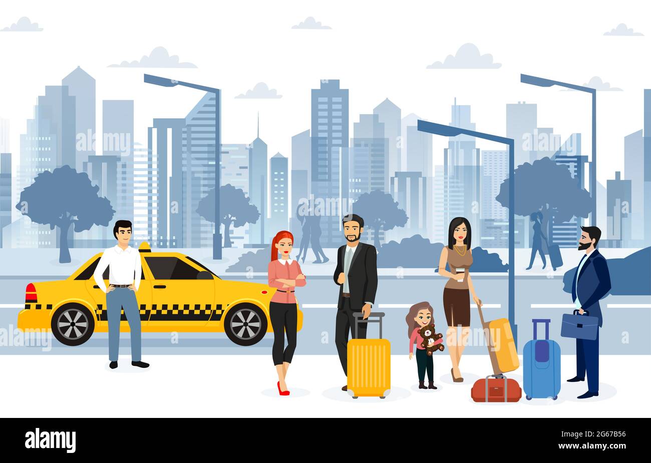 People waiting transportation in Stock Vector Images - Alamy
