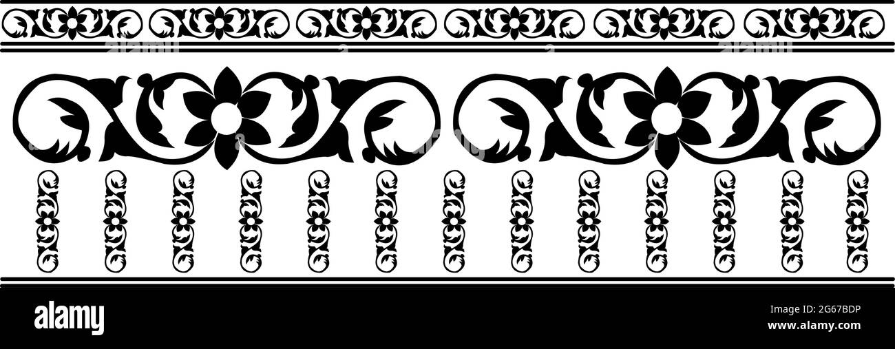 Indian Traditional Saree border design concept with floral art isolated ...