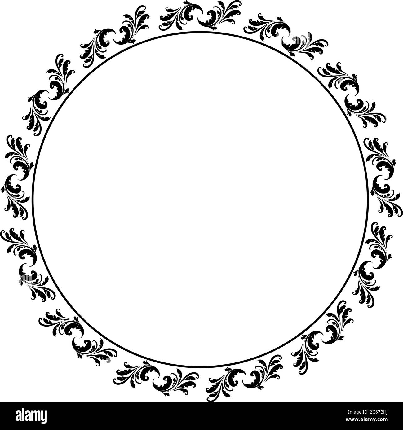 Beautiful peacock round frame design concept isolated on white ...