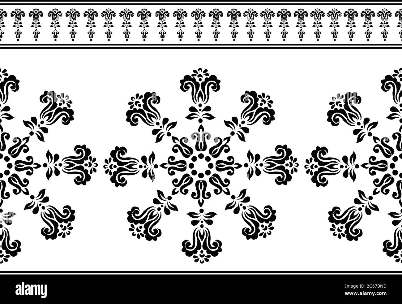 Indian Traditional Saree border design concept with floral art isolated ...