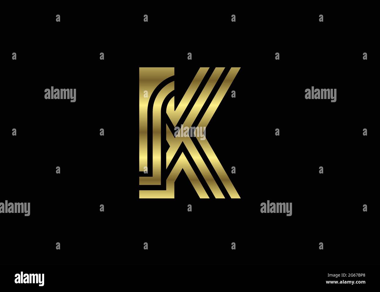 Golden Capital Lines Letter K. Creative Line Letters Design, Graphic ...