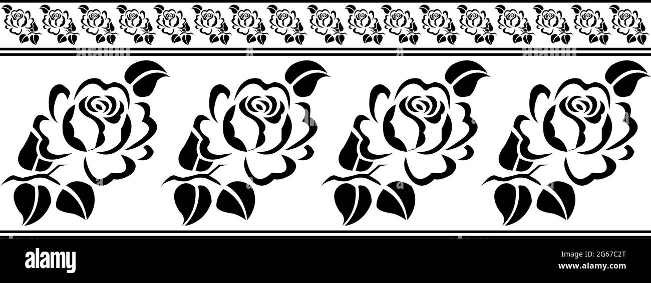 Indian Traditional Saree border design concept with floral art isolated ...