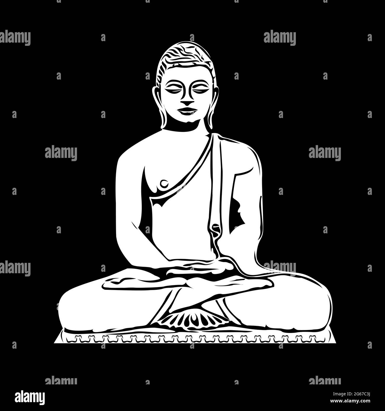 Gautama Buddha's Meditating Pose Digital vector art - Wall sticker ...