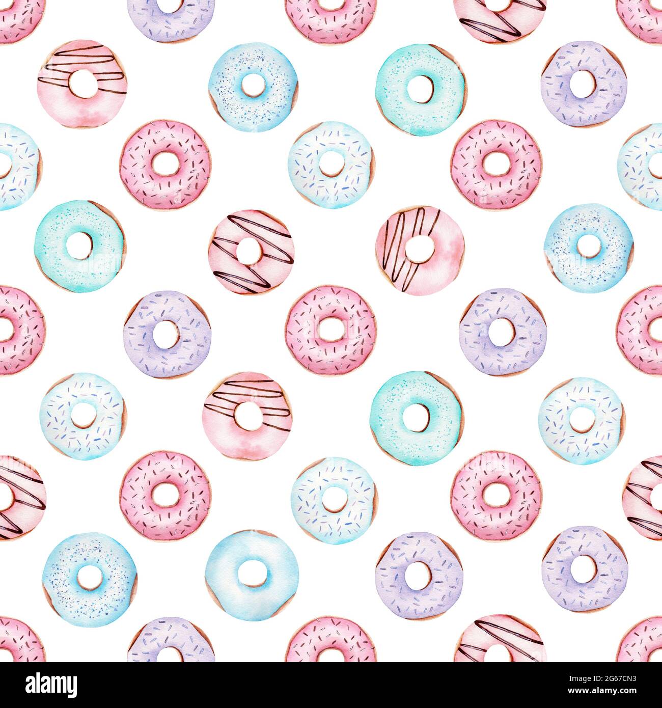 Sweet donuts digital paper watercolor clipart. Seamless pattern ...