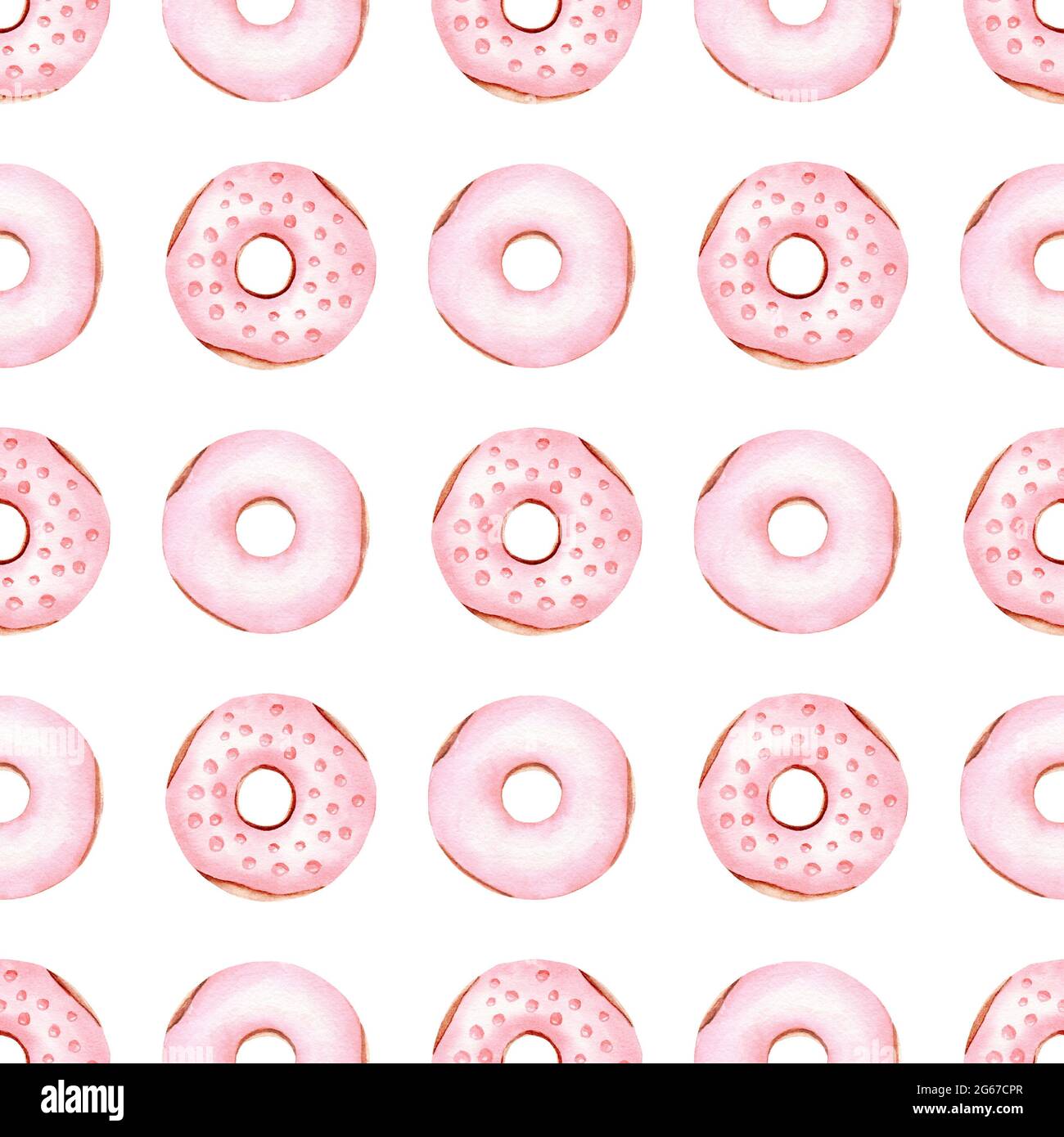 Watercolor pink donuts digital paper. Seamless pattern illustration ...