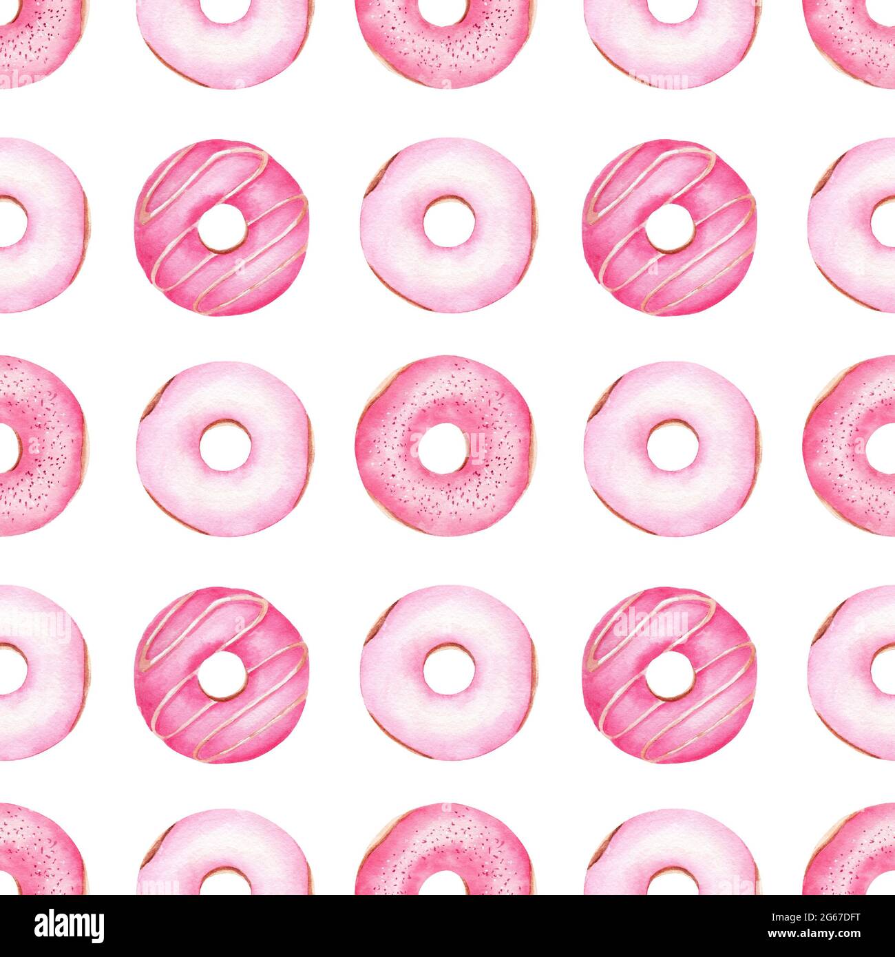 Seamless pattern donuts digital paper. Hand painted watercolor clipart ...