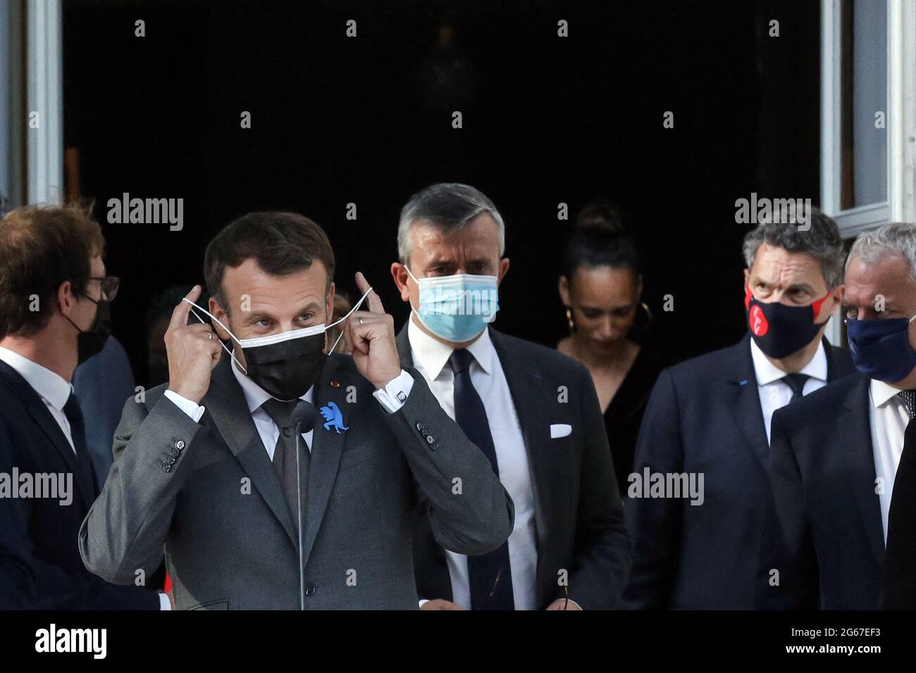 French President Emmanuel Macron during the inauguration ceremony of ...