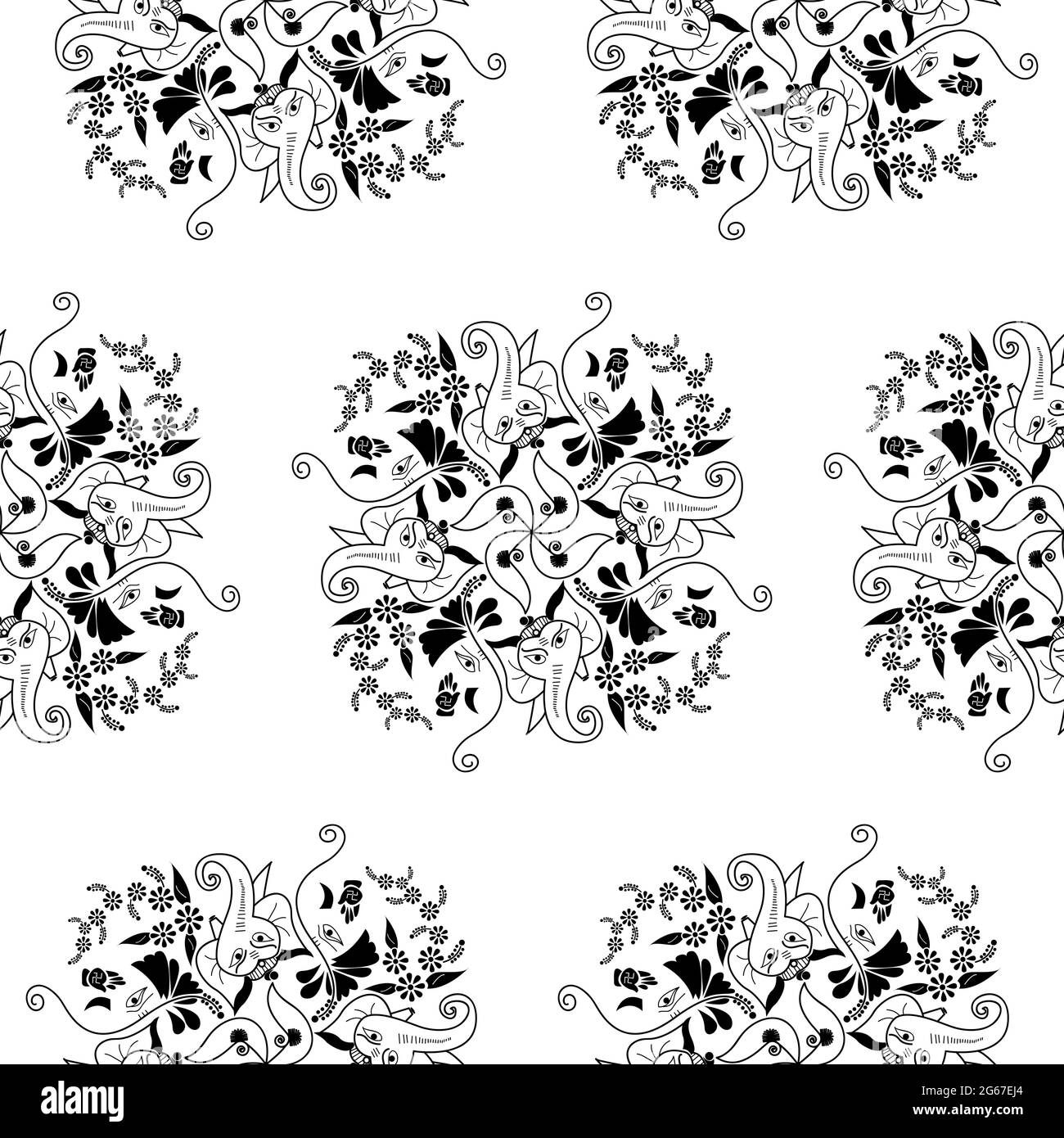 Indian hindhu god lord Ganesha design concept with flowers isolated on ...
