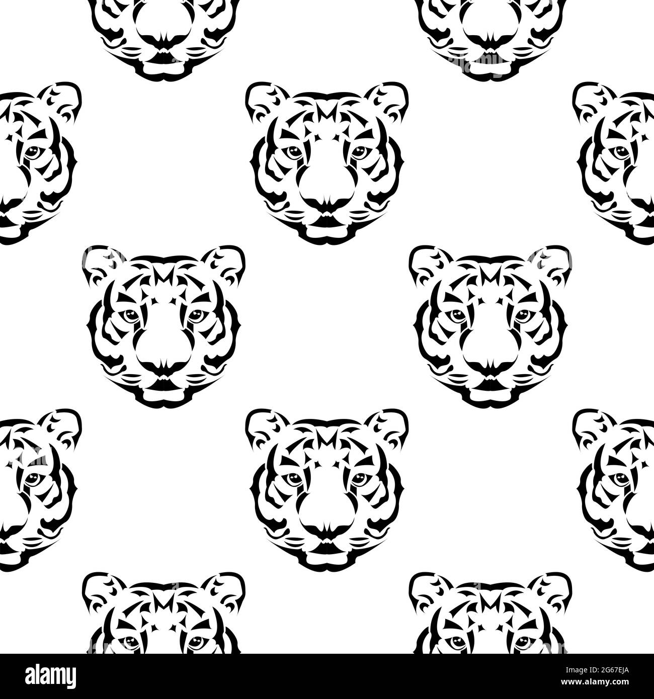 Graphic art of Tiger face is in Seamless pattern Stock Vector Image ...