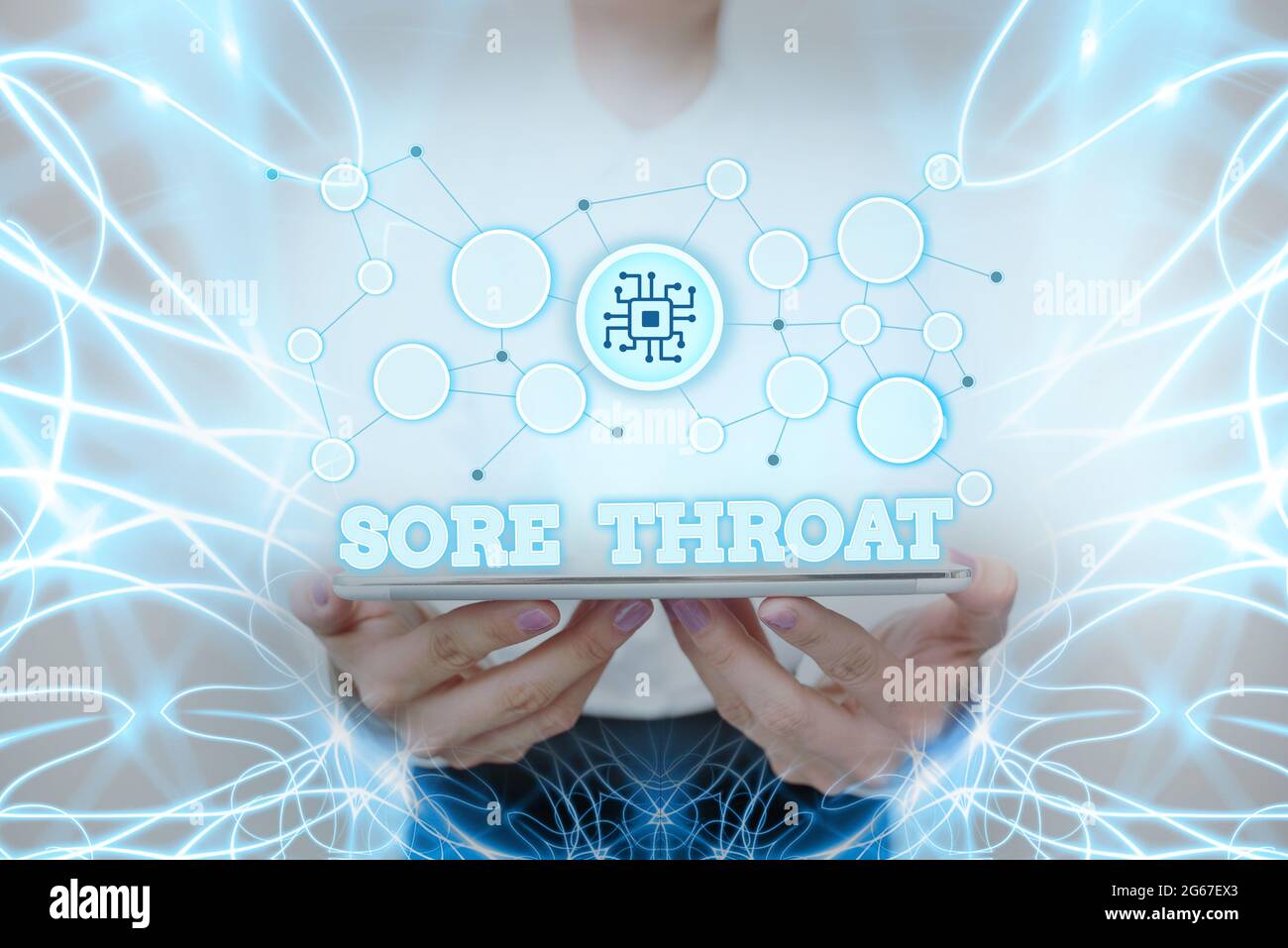 Text sign showing Sore Throat. Business approach Inflammation ot the ...