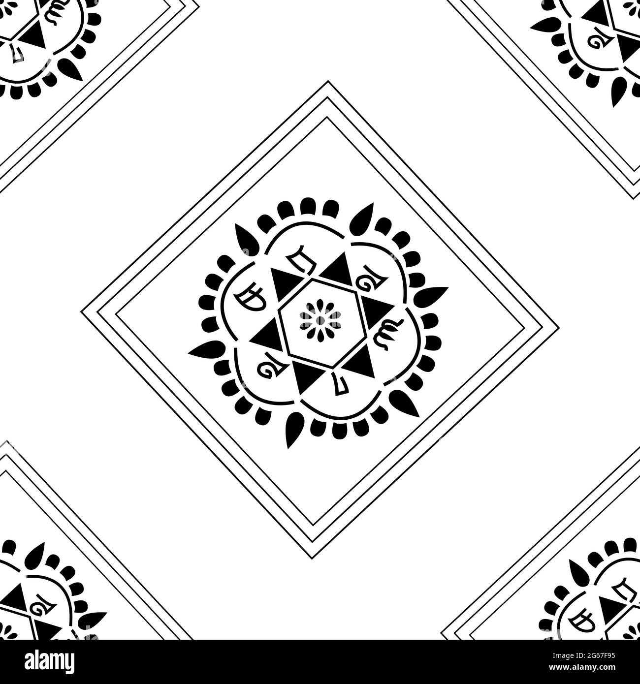 Abstract Floral design concept of indian folk art isolated on white ...