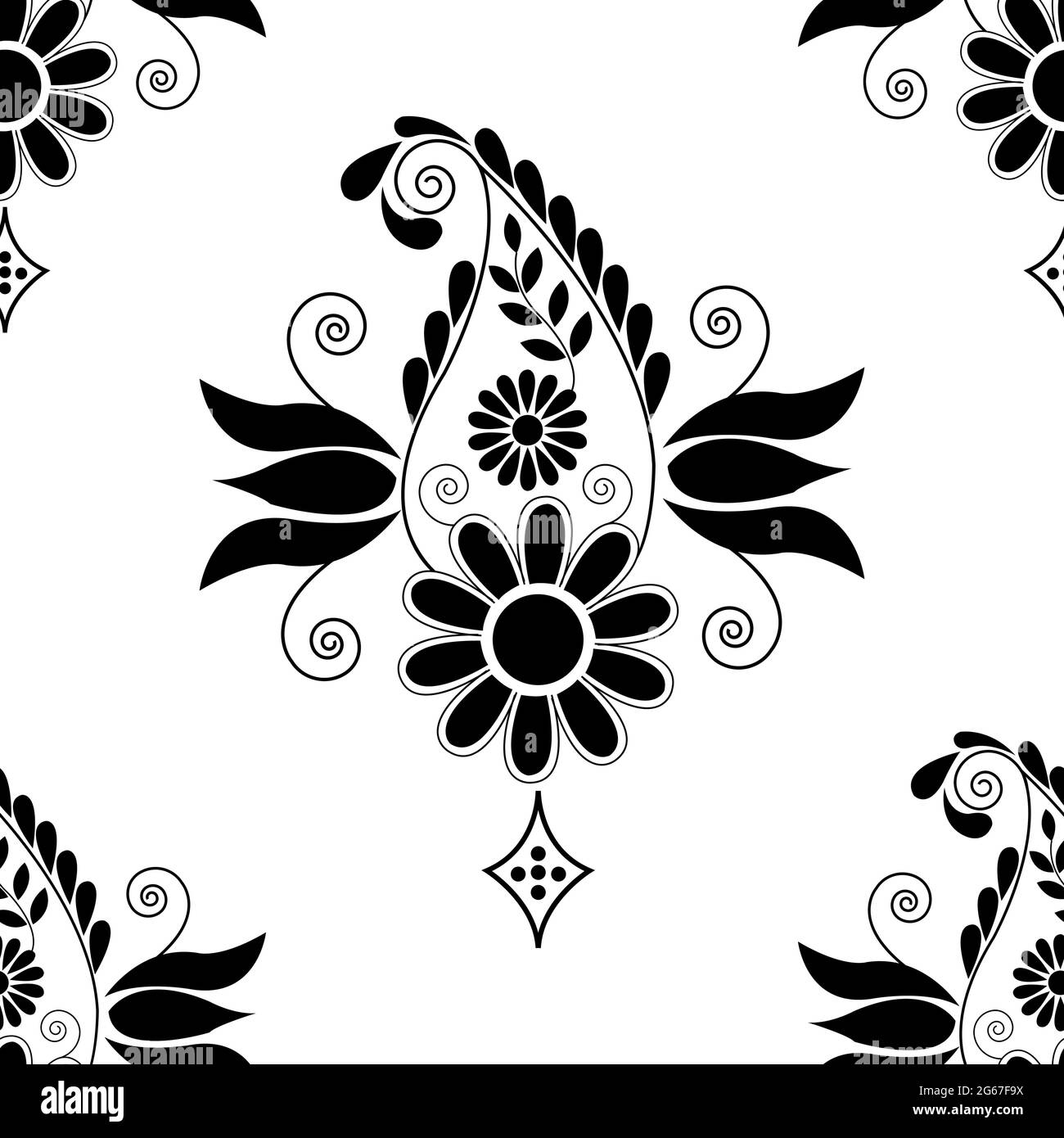 Abstract Floral design concept of indian folk art isolated on white ...