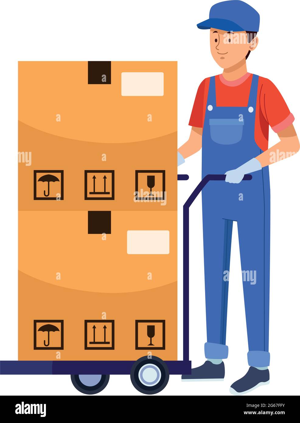 logistic worker with boxes Stock Vector Image & Art - Alamy
