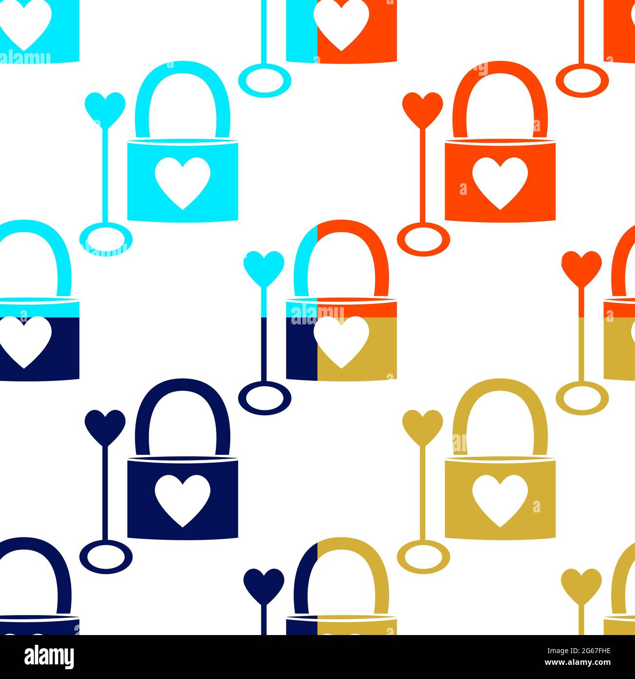 Heart symbol Love lock and key in gold, Lush lava, Aqua Menthe and ...