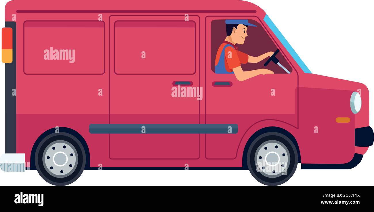 logistic worker driving van Stock Vector Image & Art - Alamy