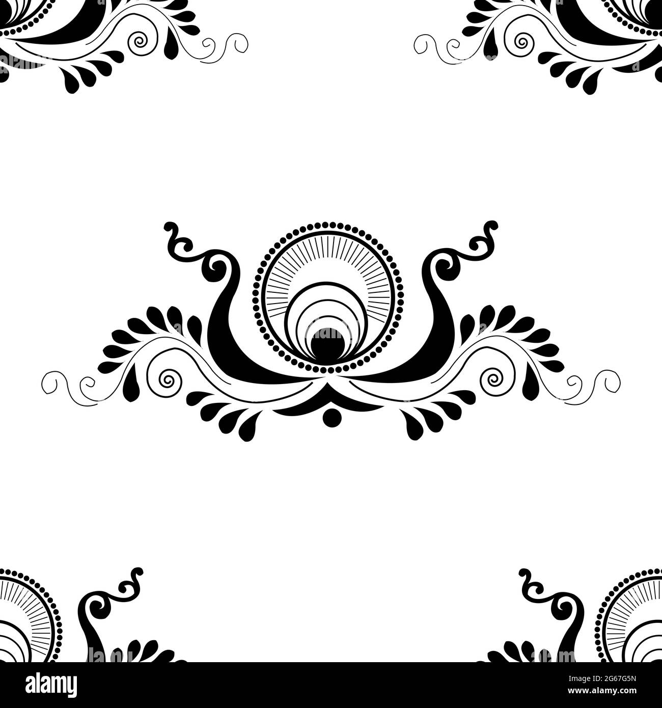 Peacock Feather Corner Design