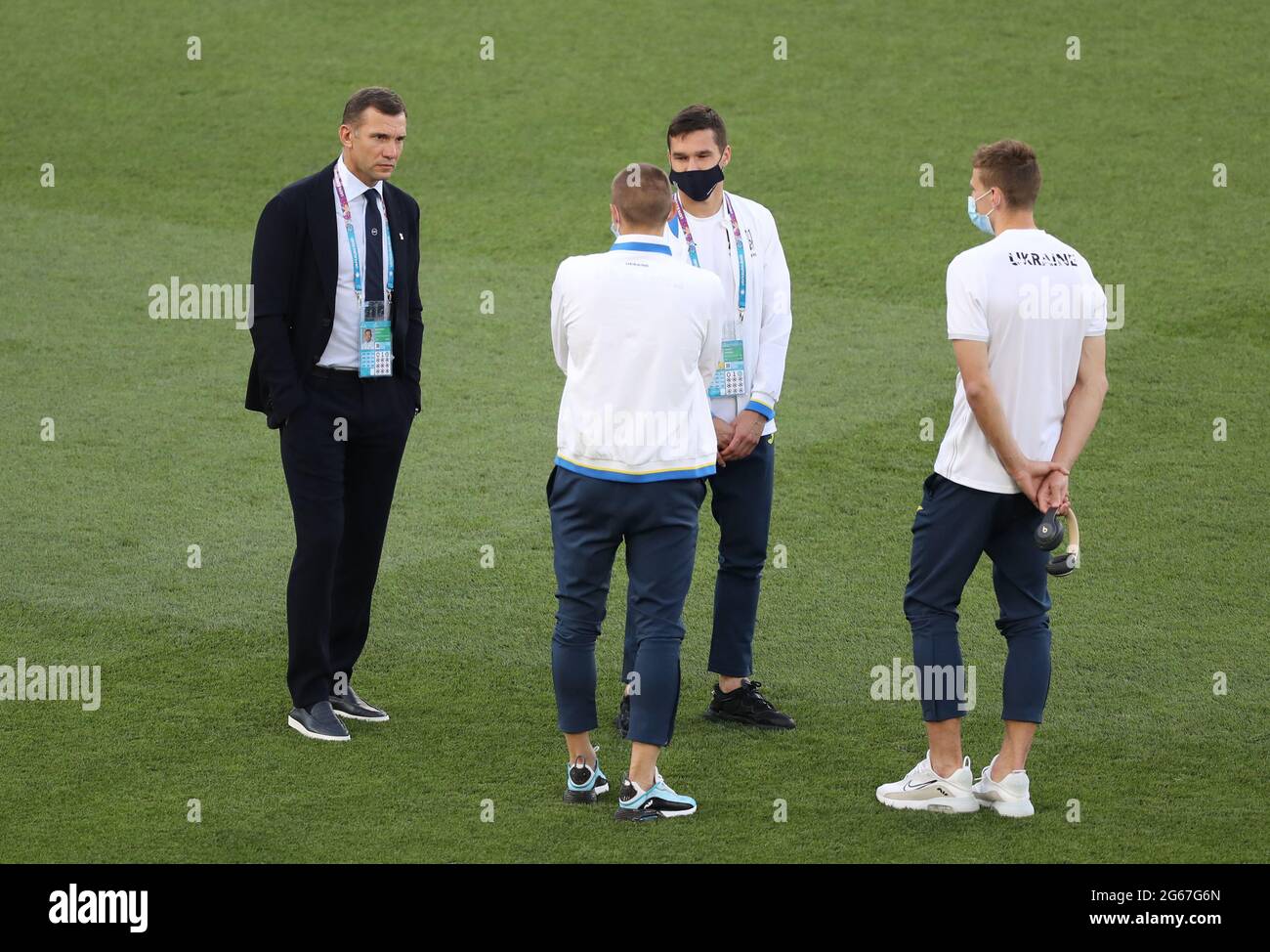 Rome, Italy, 3rd July 2021. Andriy Shevchenko (L) coach of Ukraine ...