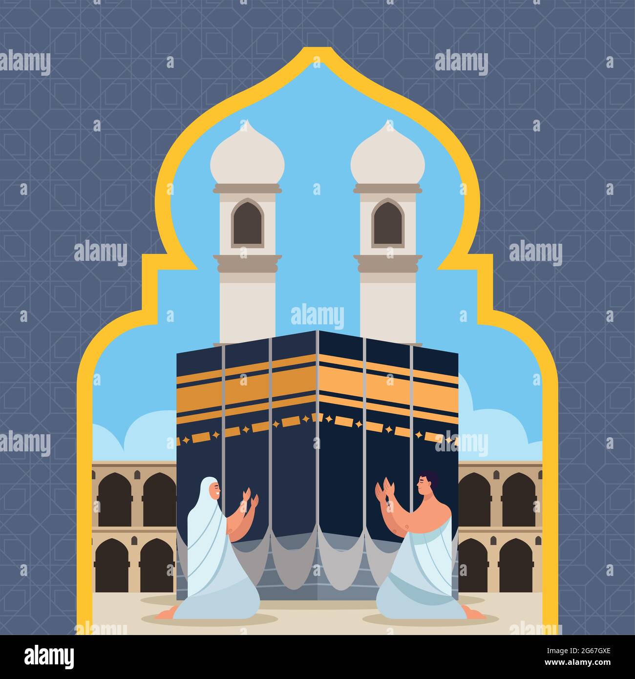 muslim couple in mecca Stock Vector Image & Art - Alamy