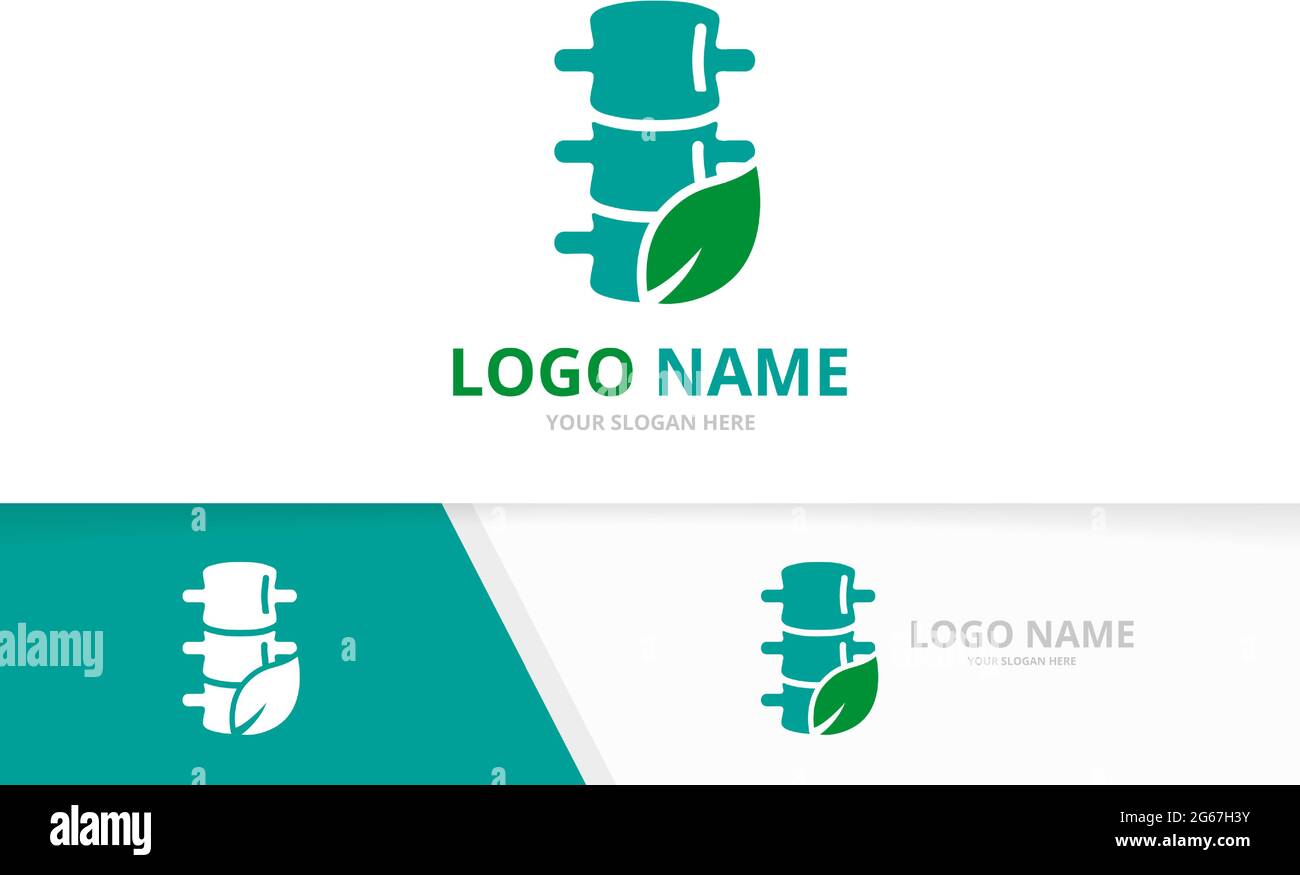 Spine and leaf logo combination. Eco vertebral column logotype design ...