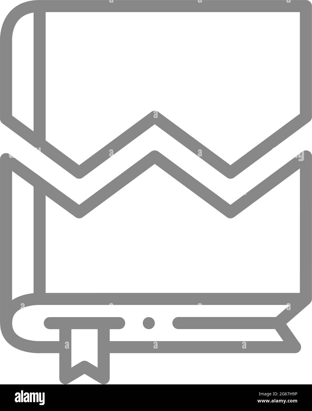 Torn book line icon. Bad book, stop reading symbol Stock Vector Image ...