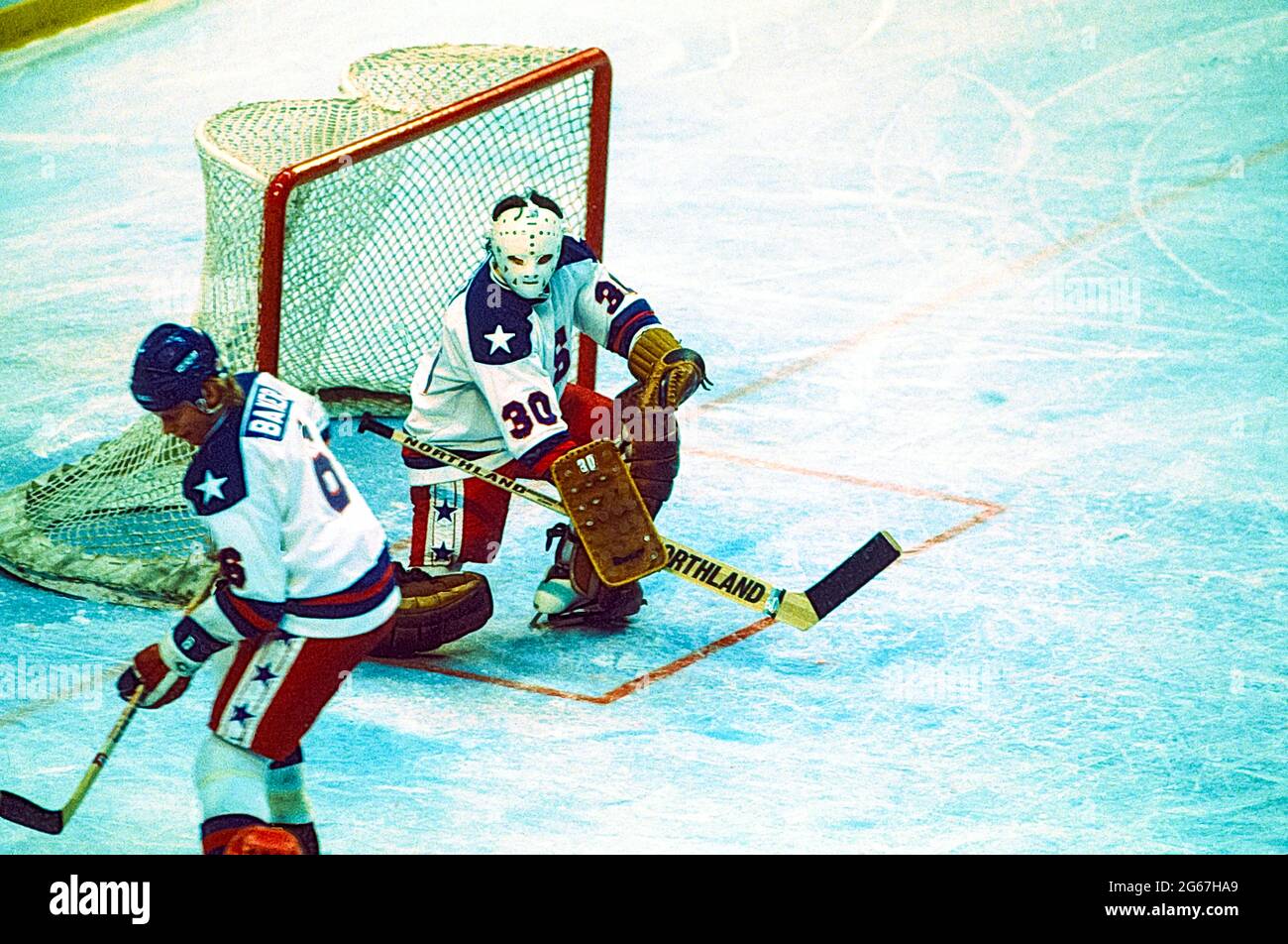 Goalie Jim Craig of Team USA in game against the USSR in the Men's Ice ...