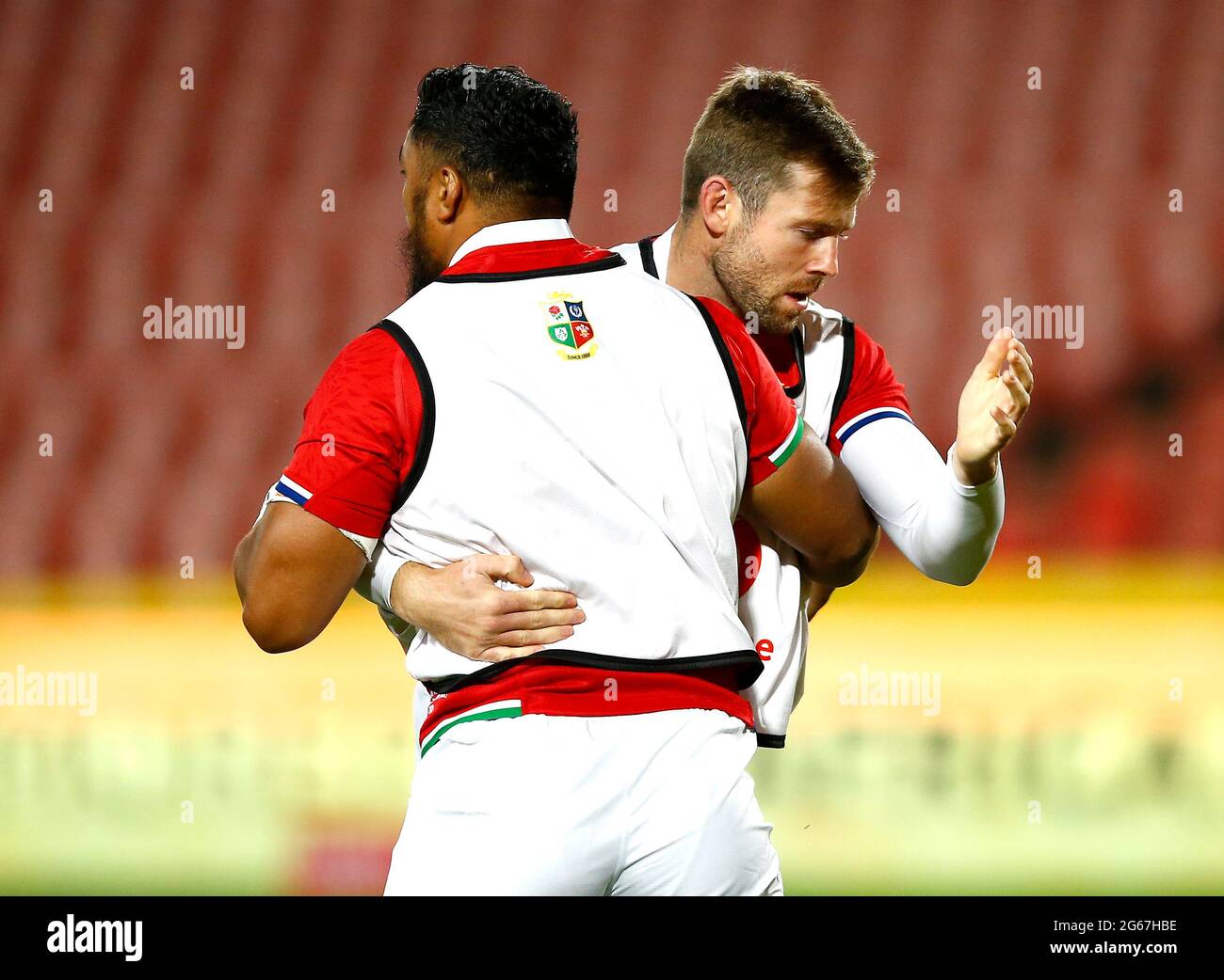 British & Irish Lions' Bundee Aki (left) and Elliott Daly during the ...