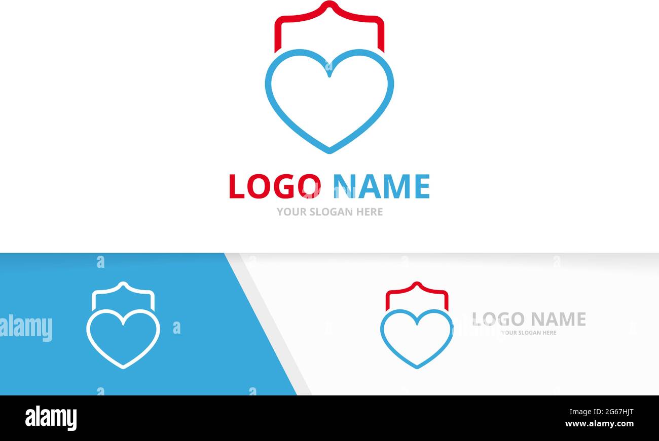 Vector heart and shield logo combination. Safe love logotype design ...