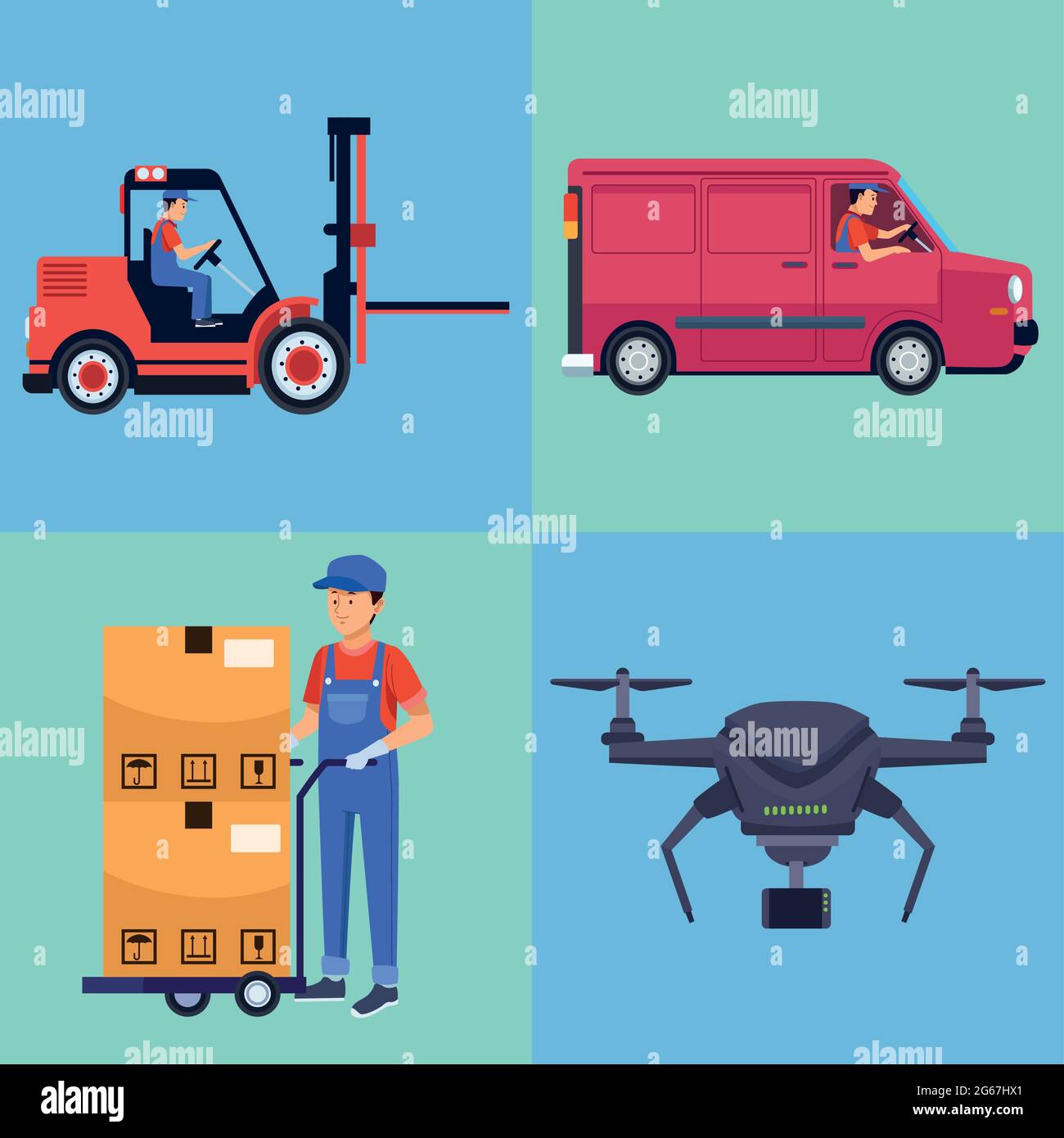 logistic three workers Stock Vector Image & Art - Alamy