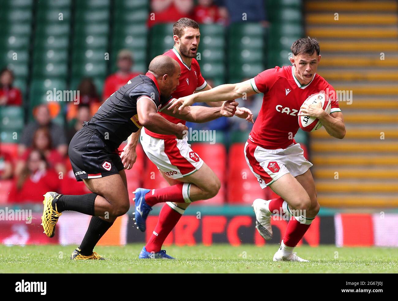 Wales' Tom Rogers in action during the Summer Series match at the ...
