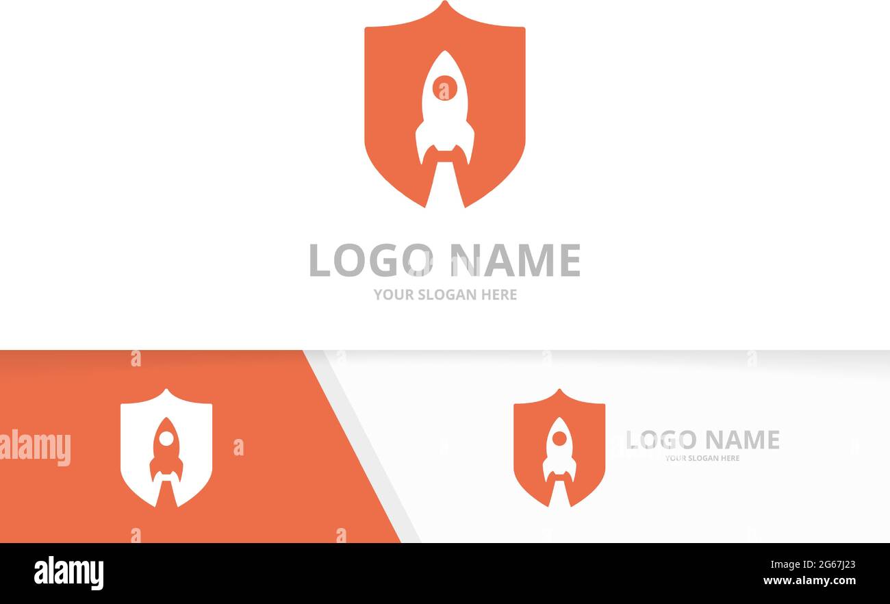 Vector shield and rocket logo combination. Security airplane logotype ...