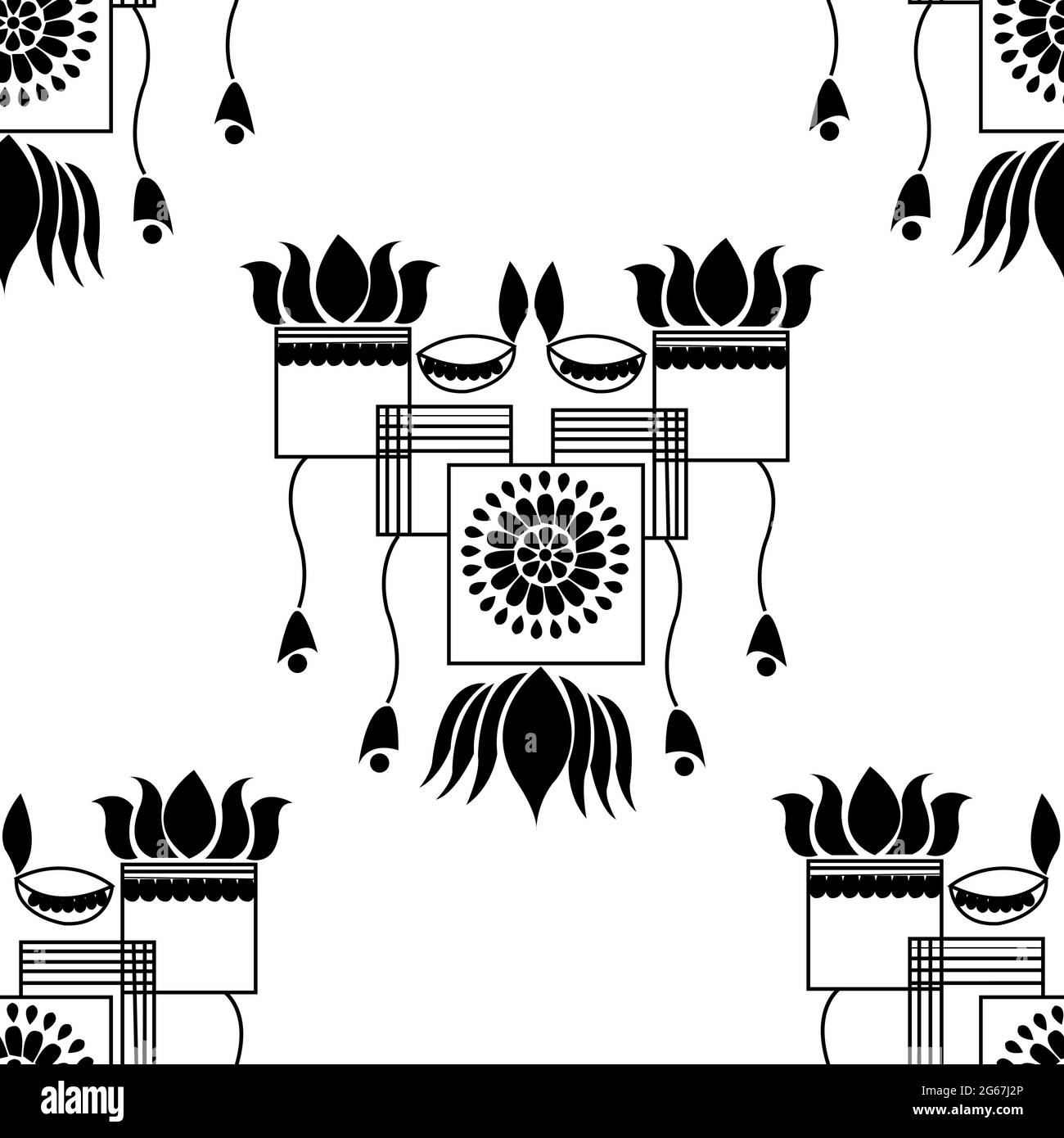 Abstract Floral design concept of indian folk art isolated on white ...