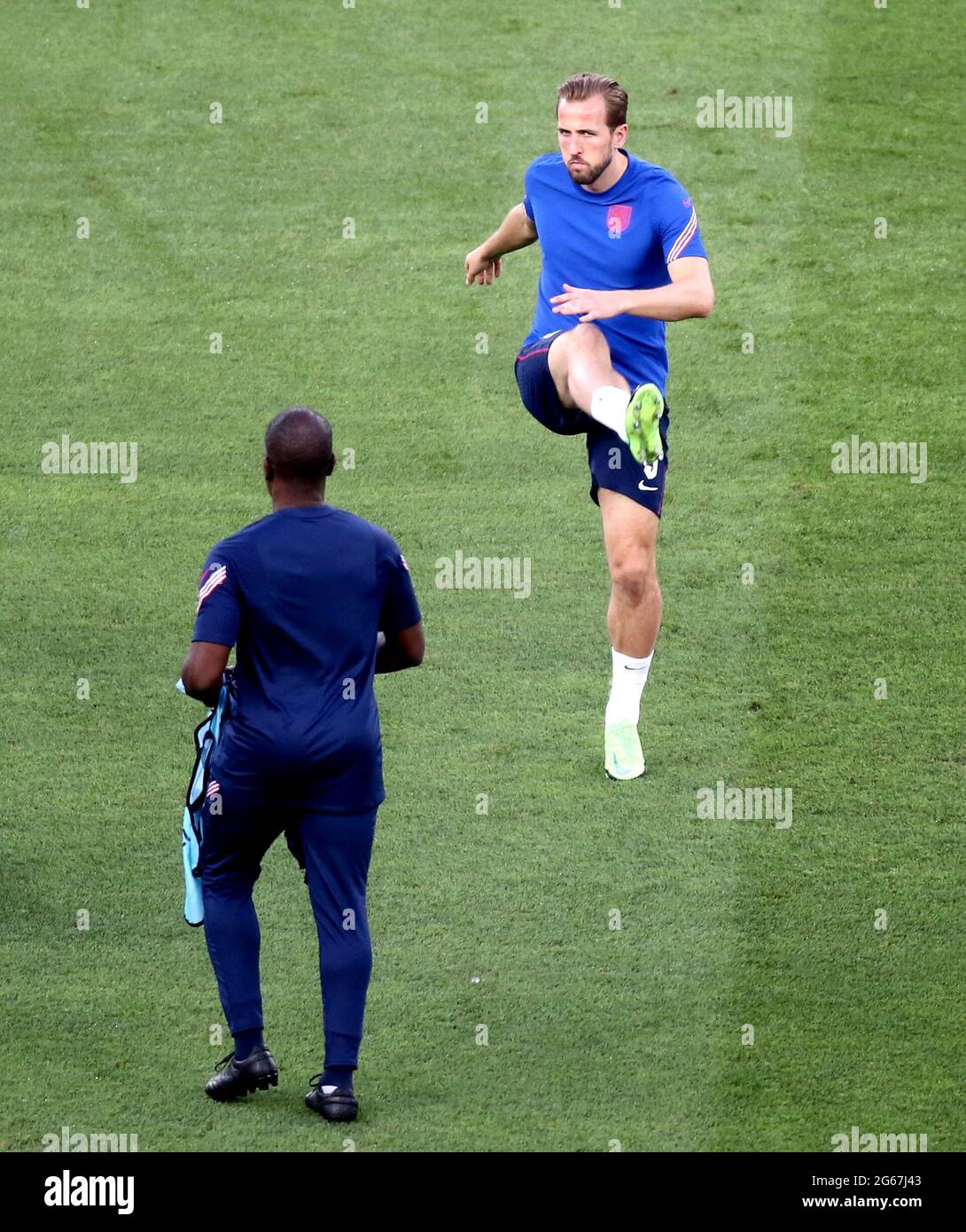 England's Harry Kane warms up prior to the UEFA Euro 2020 Quarter Final ...