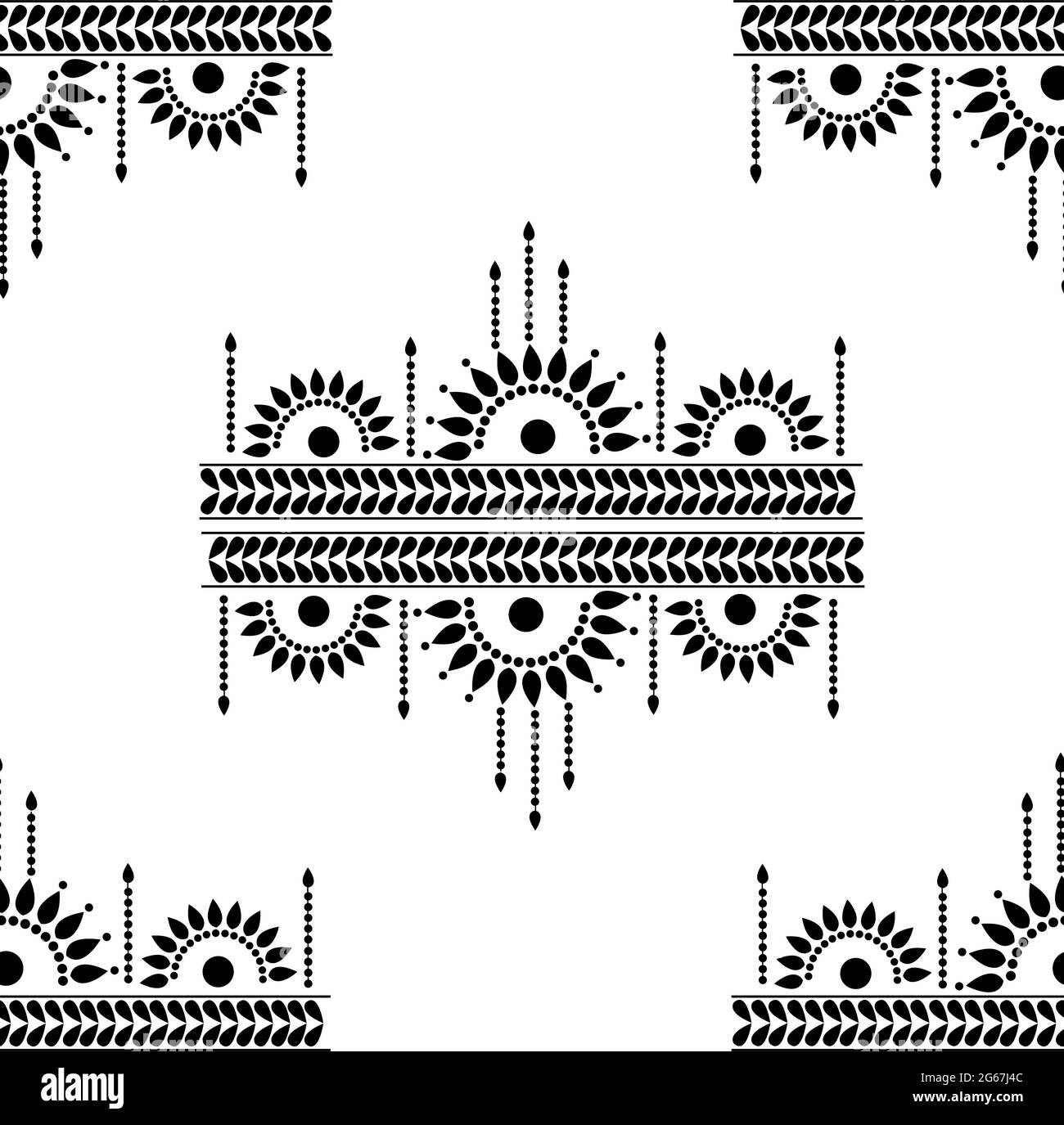 Abstract Floral design concept of indian folk art isolated on white ...