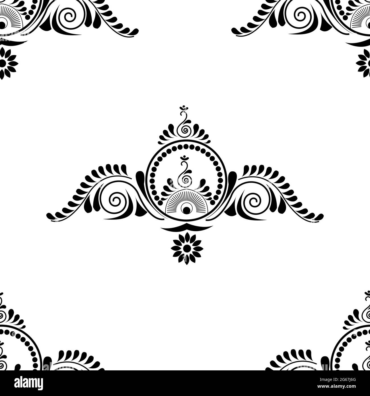 Abstract Floral design concept of indian folk art isolated on white ...