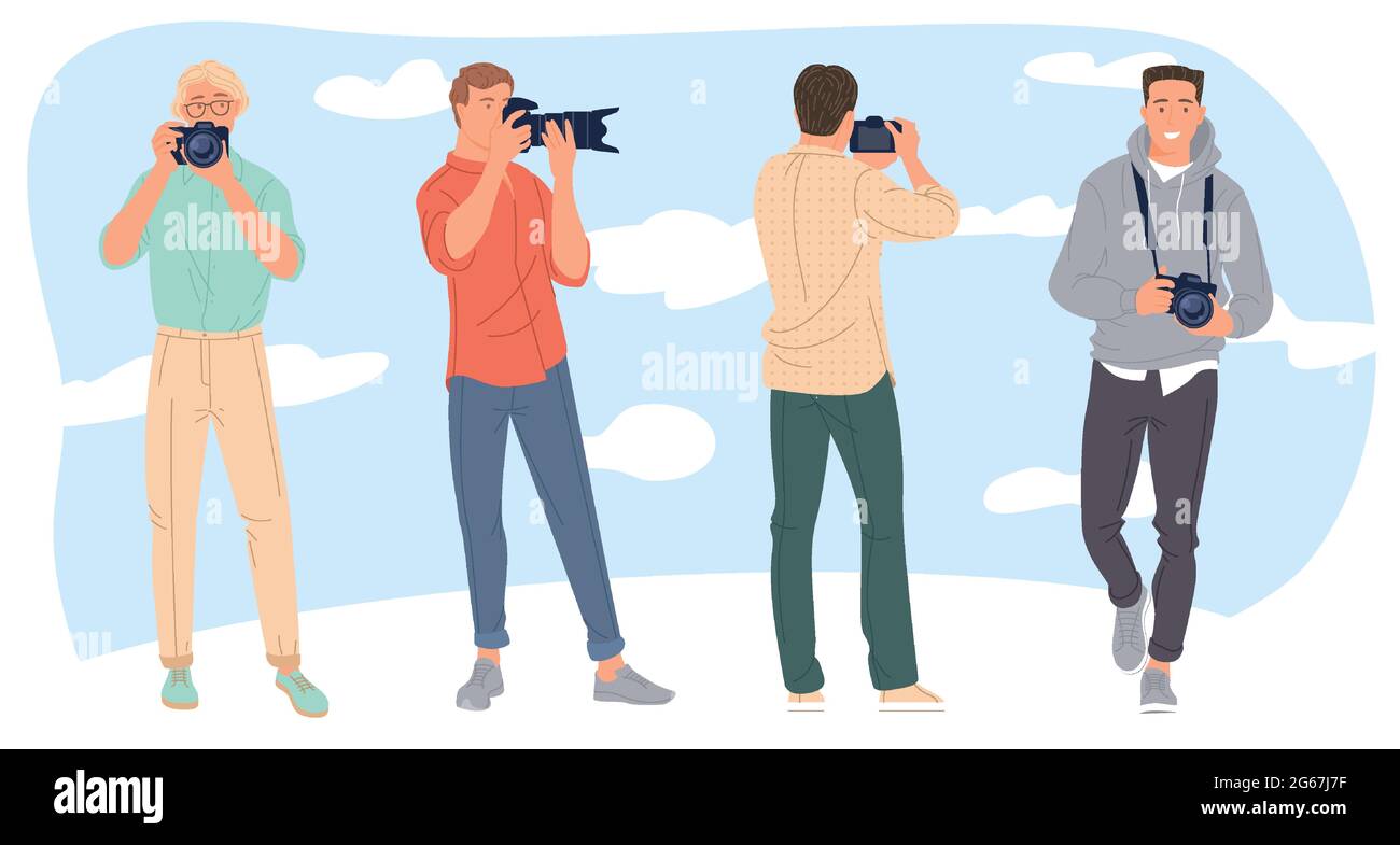 cartoon characters taking photo Stock Vector Image & Art - Alamy