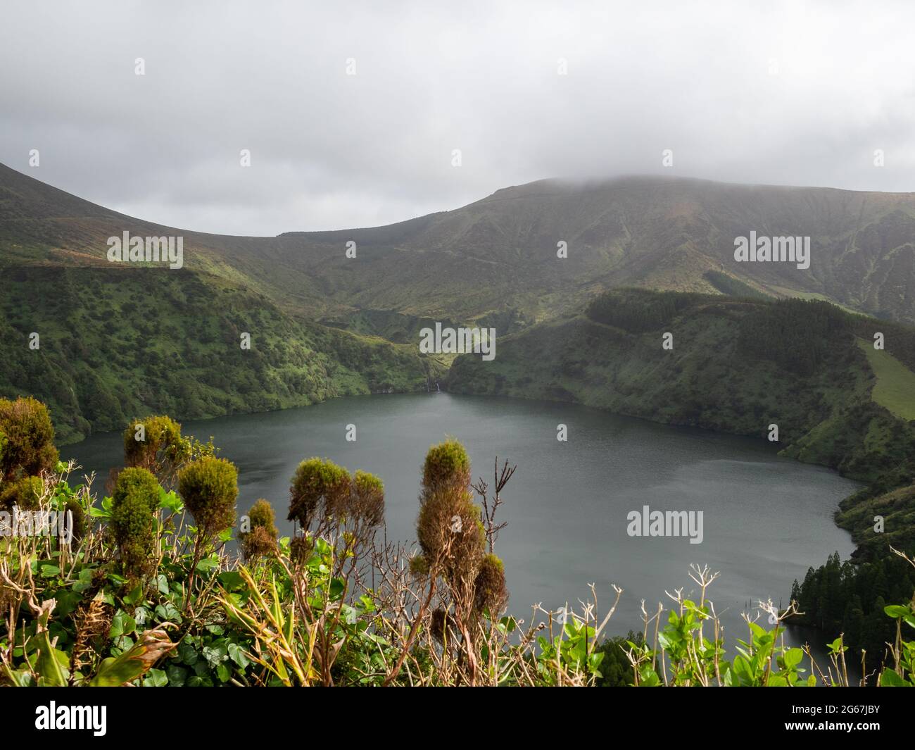 Caldeira Funda lake, Flores Island Stock Photo - Alamy