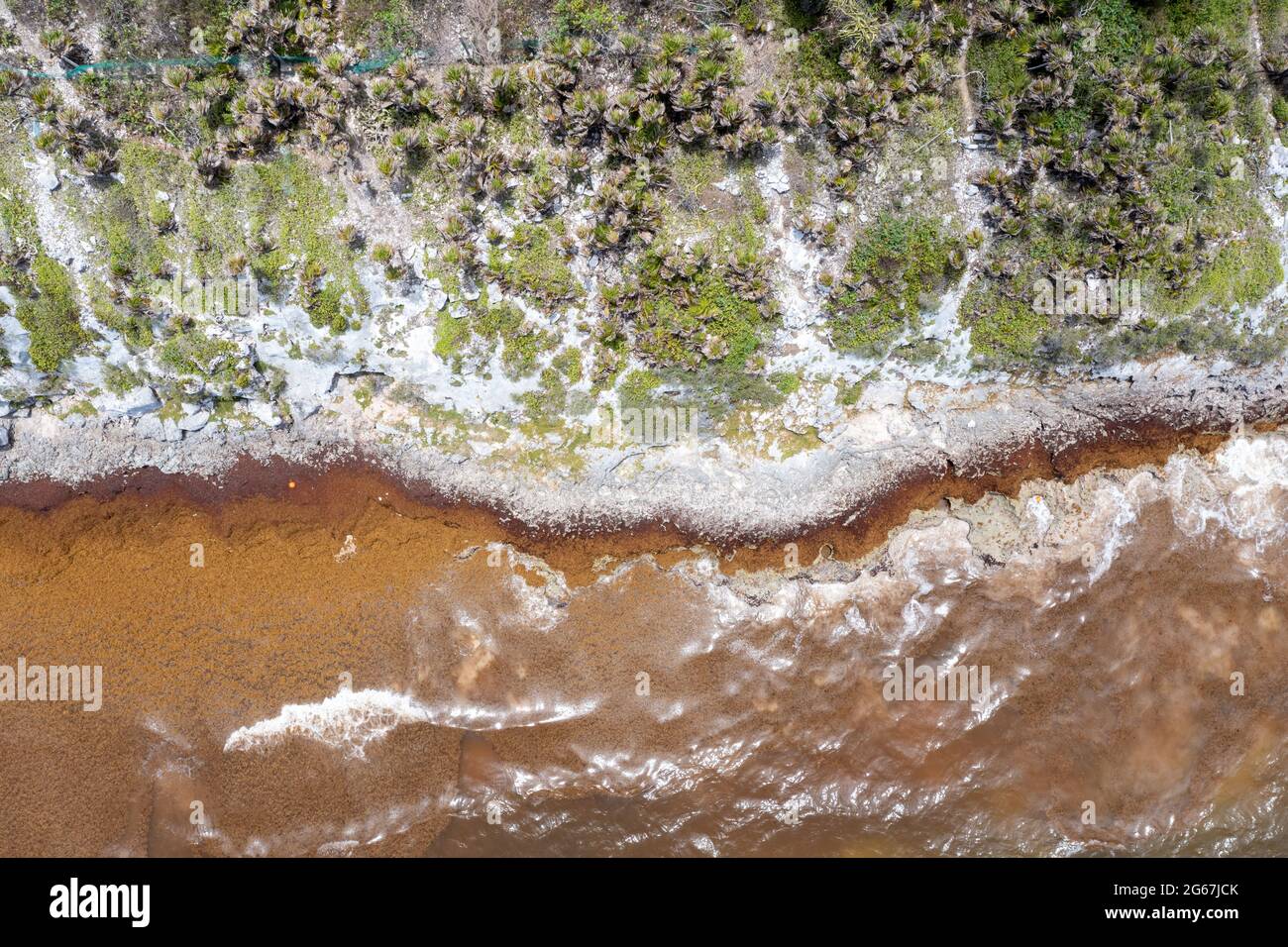 Aerial panoramic view of the beaches along the coast of Tulum, Mexico ...