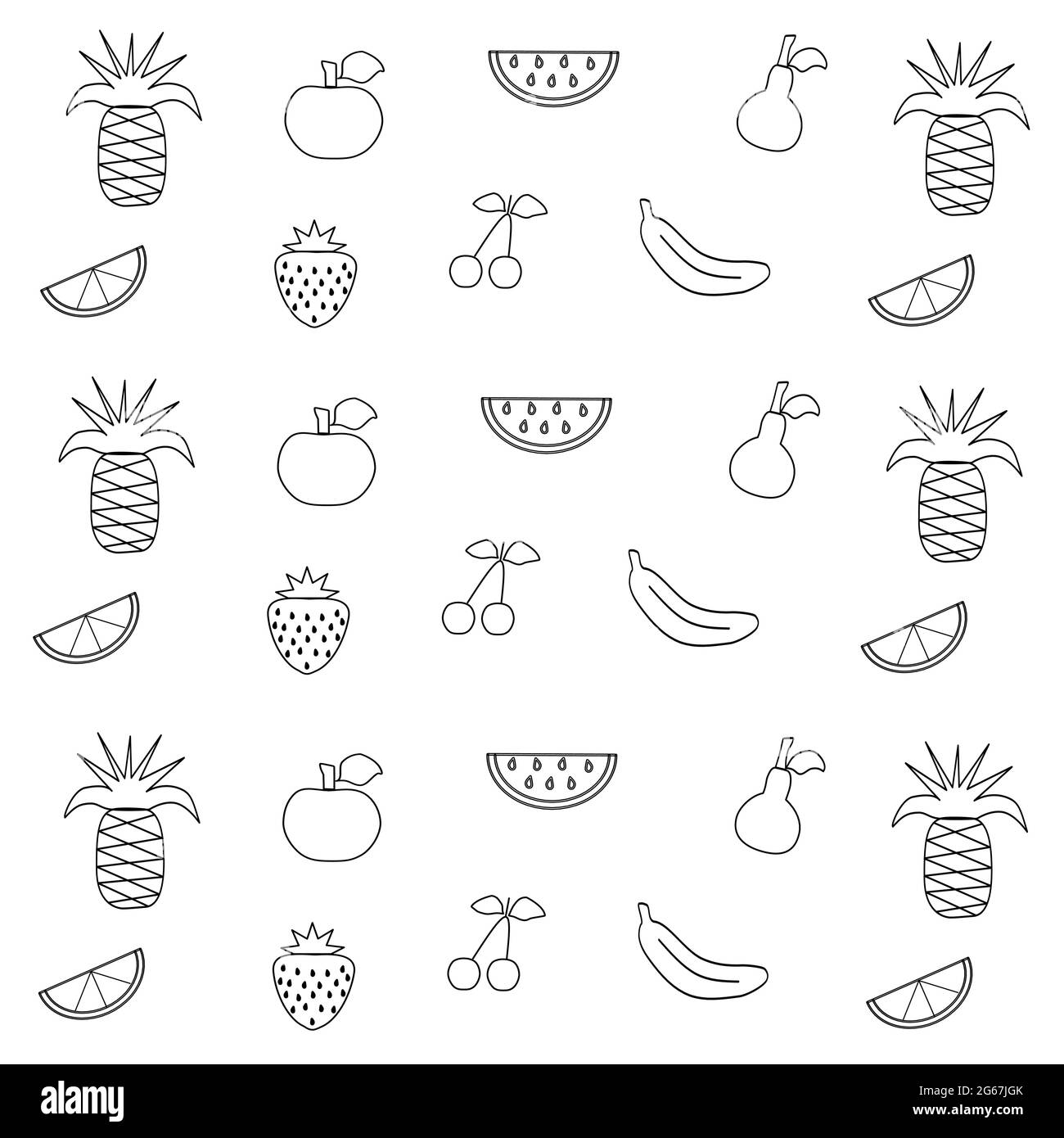 Collection Nature Fruit Elements Vector Icons Set Thin Line. line and ...