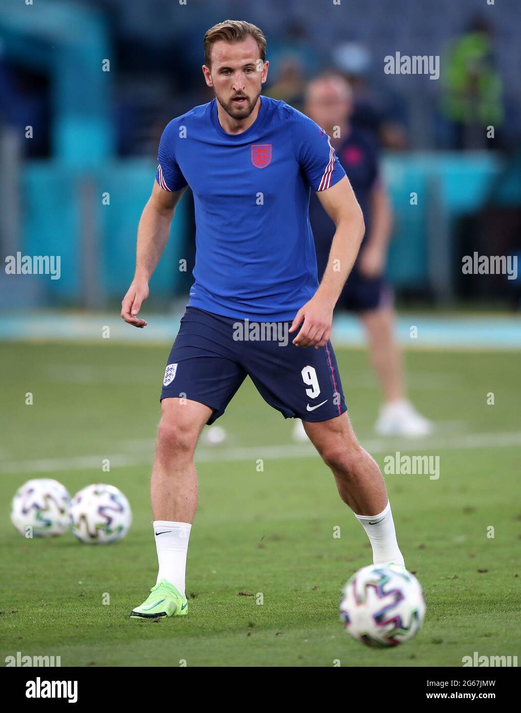 England's Harry Kane warming up before the UEFA Euro 2020 Quarter Final ...