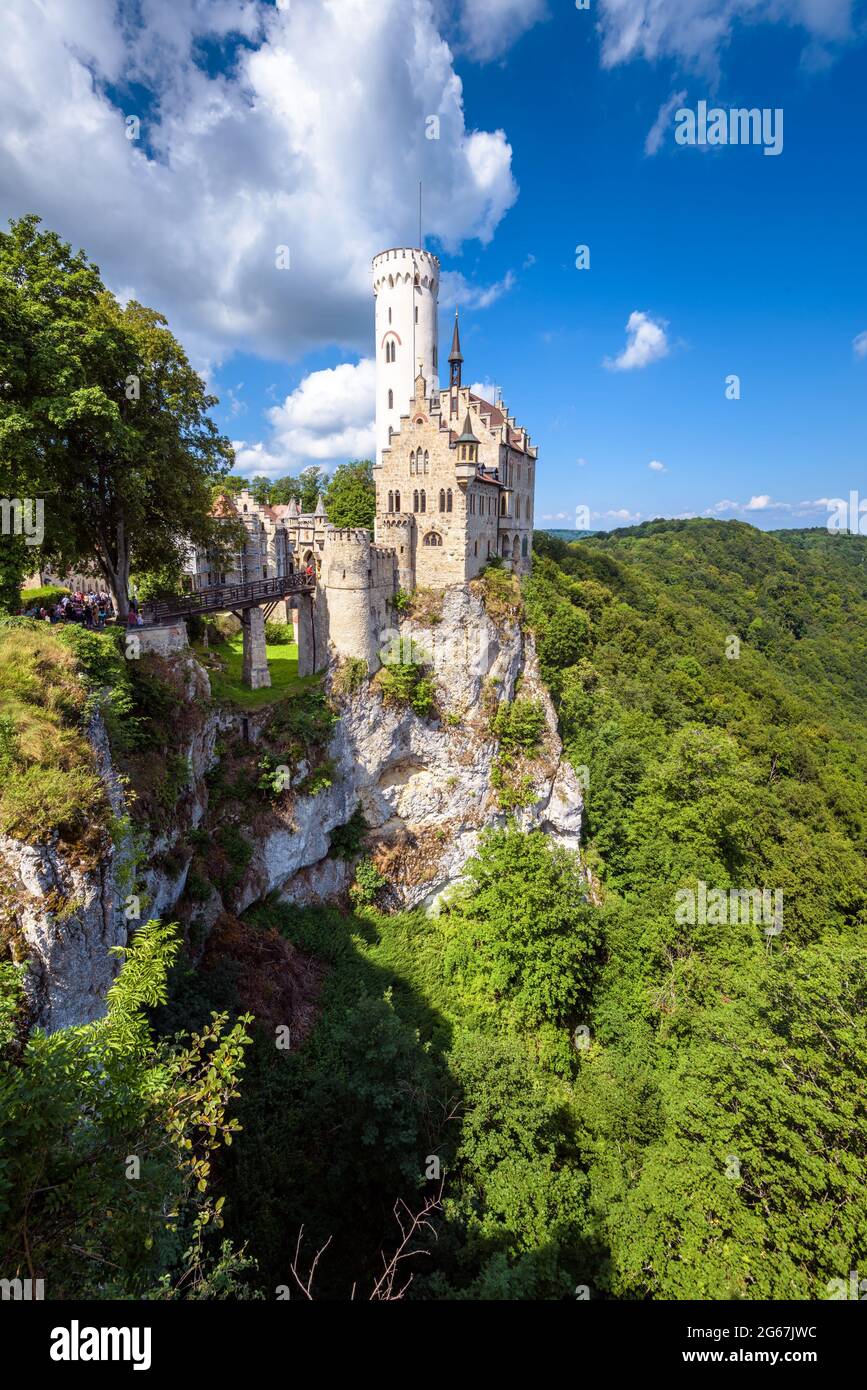 Lichtenstein Castle in summer, Germany. This magnificent castle is ...